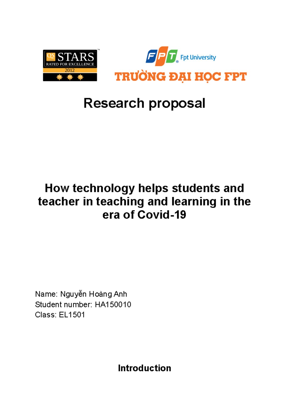 Assignment 1 - Research proposal How technology helps students and ...