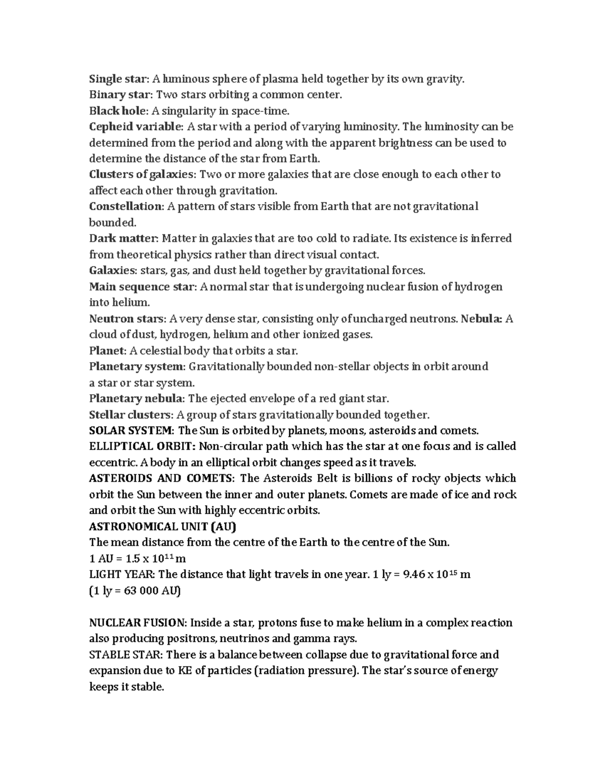 Astro notes - Single star: A luminous sphere of plasma held together by ...