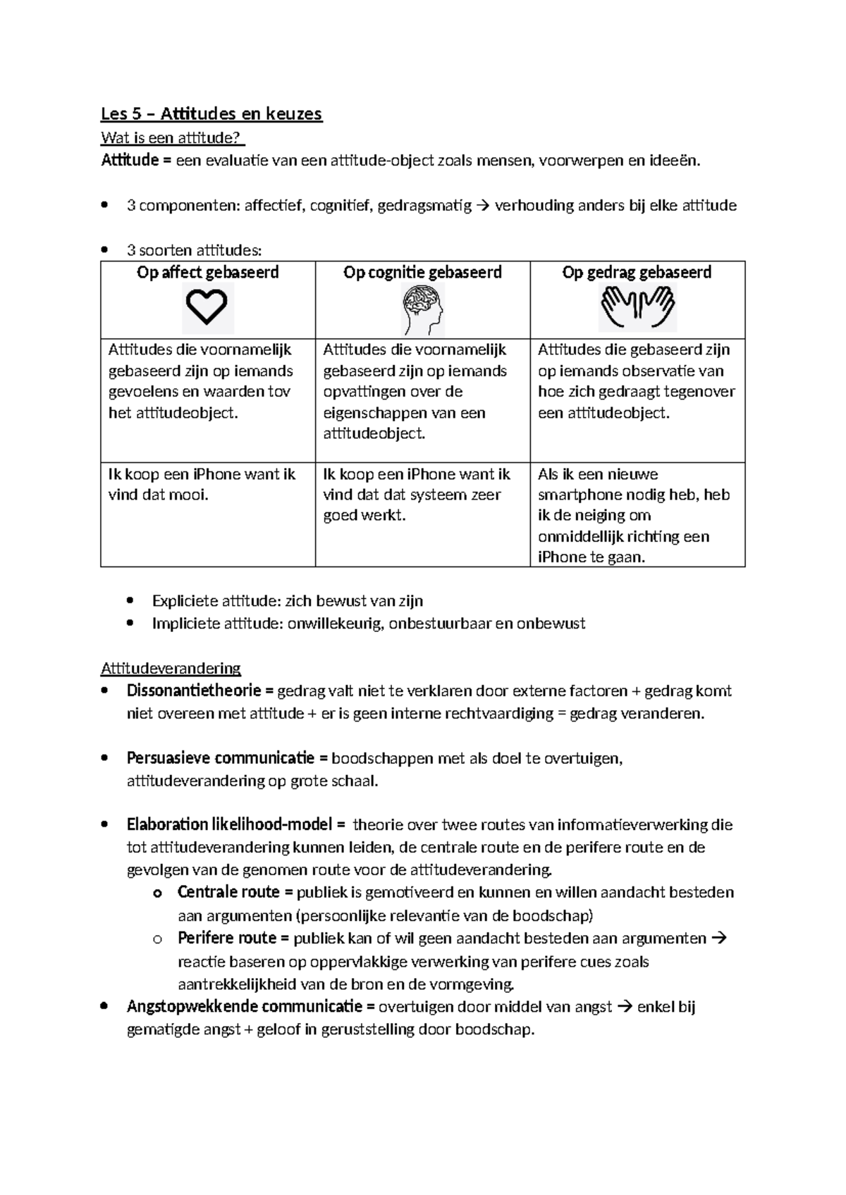 Schema van de les attitudes en keuzes - Les 5 – Attitudes en keuzes Wat ...