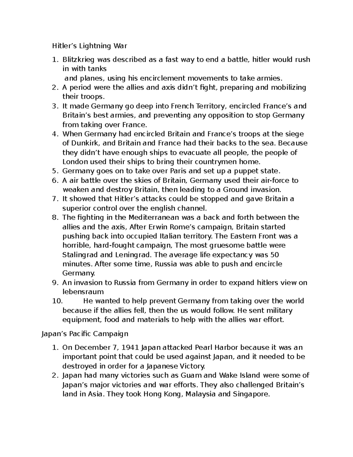 Bourne ww2 questions - Hitler’s Lightning War Blitzkrieg was described ...