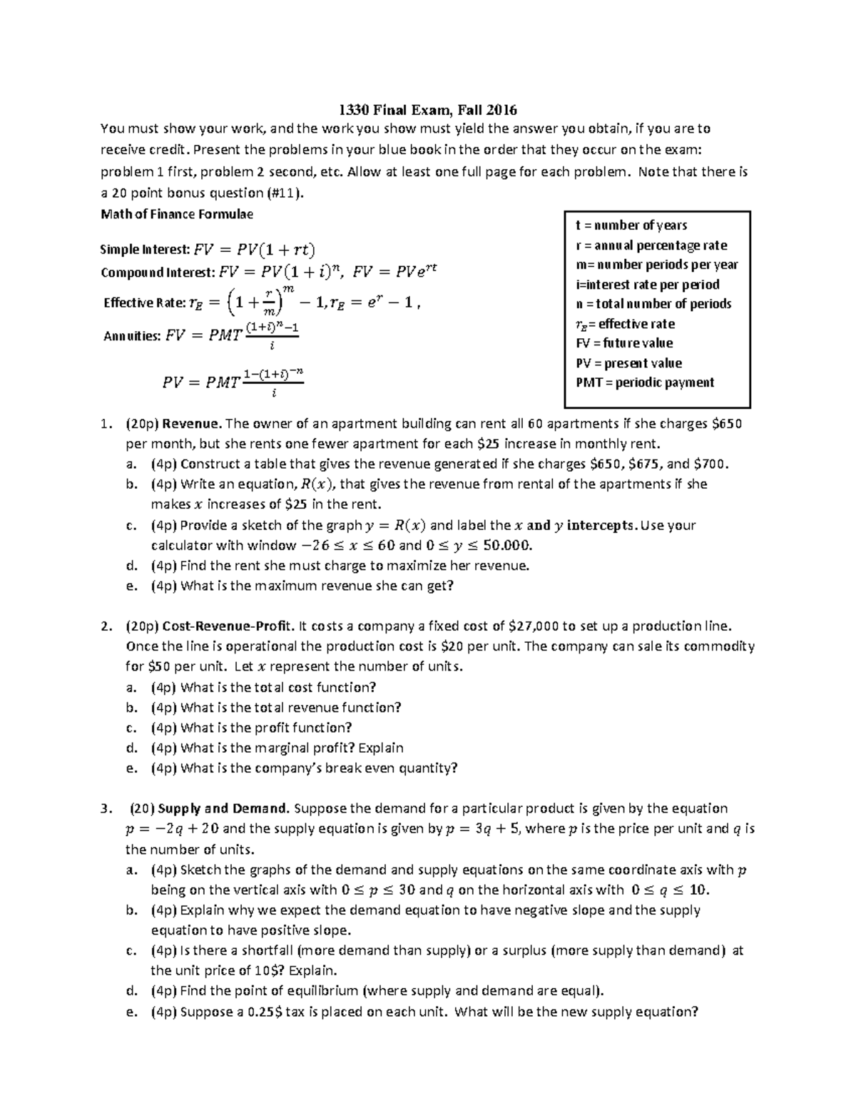 Math1330 2016 Fall - The study material for the business math 1 final ...