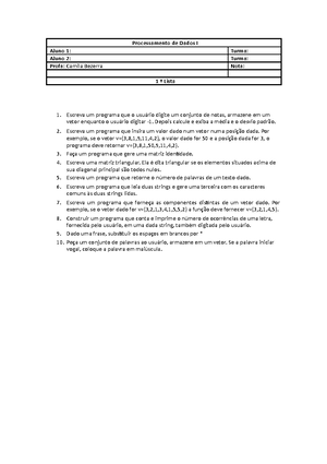 Atividade PD2- While e for - Discente: Docente: Turma: REVISÃO WHILE, DO-WHILE E FOR //QUESTÃO 1 ...