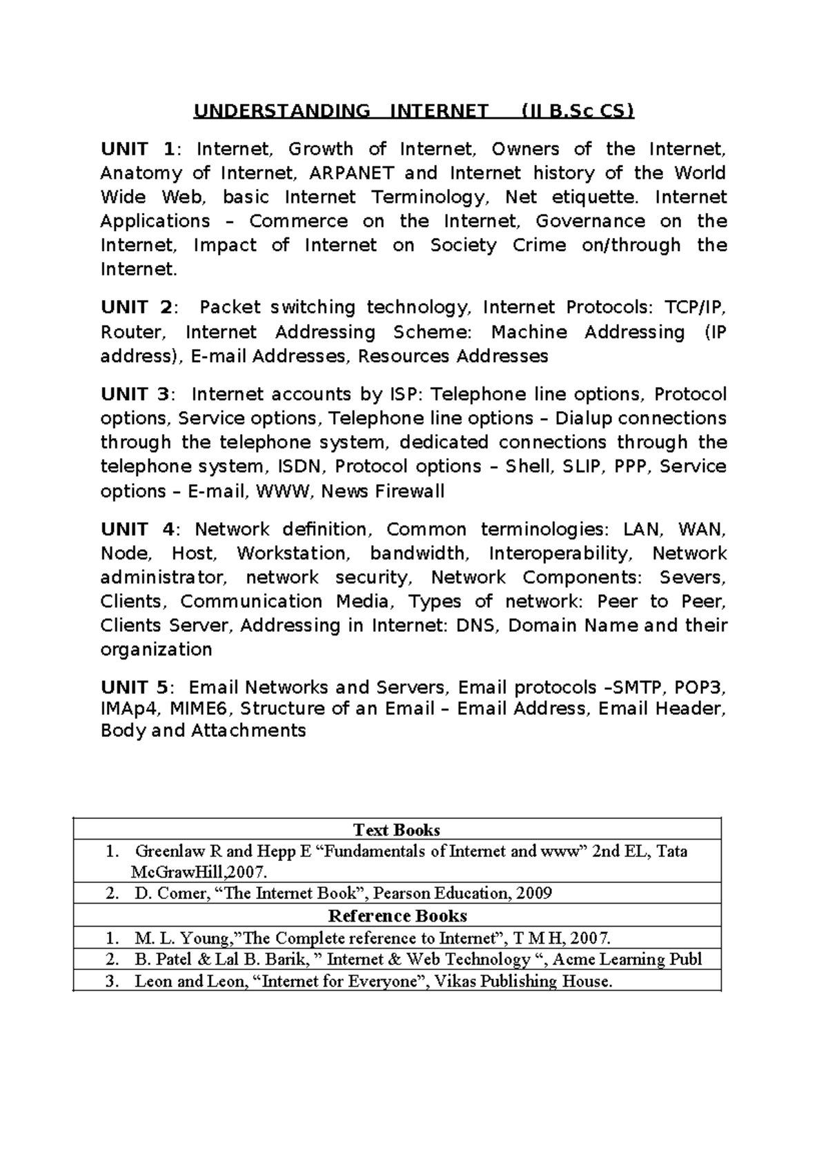 Understanding Internet - UNDERSTANDING INTERNET (II B CS) UNIT 1 ...