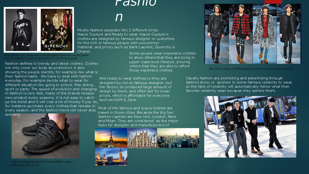 Presentation about the fashion chapter - Fashio n Mostly fashion ...