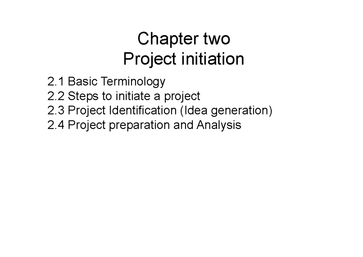Ch 2 plm - Copy - Chapter two Project initiation 2 Basic Terminology 2 ...