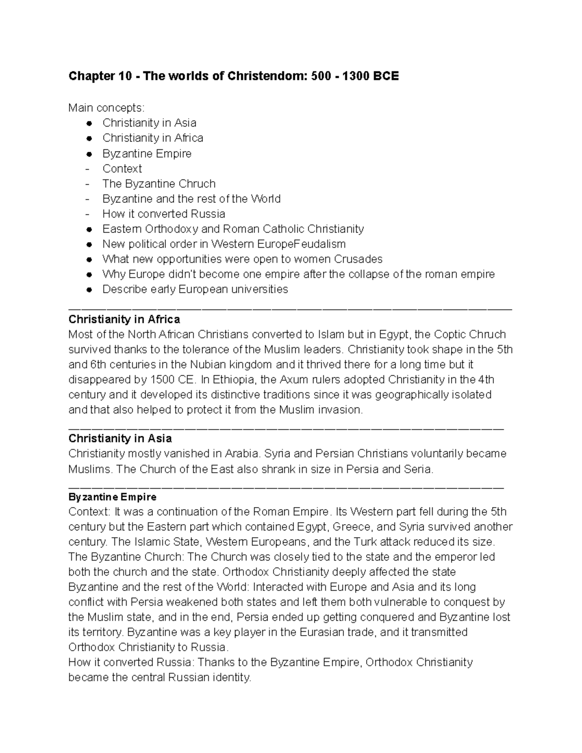 Apwh exam review ch 10 - Chapter 10 - The worlds of Christendom: 500 ...