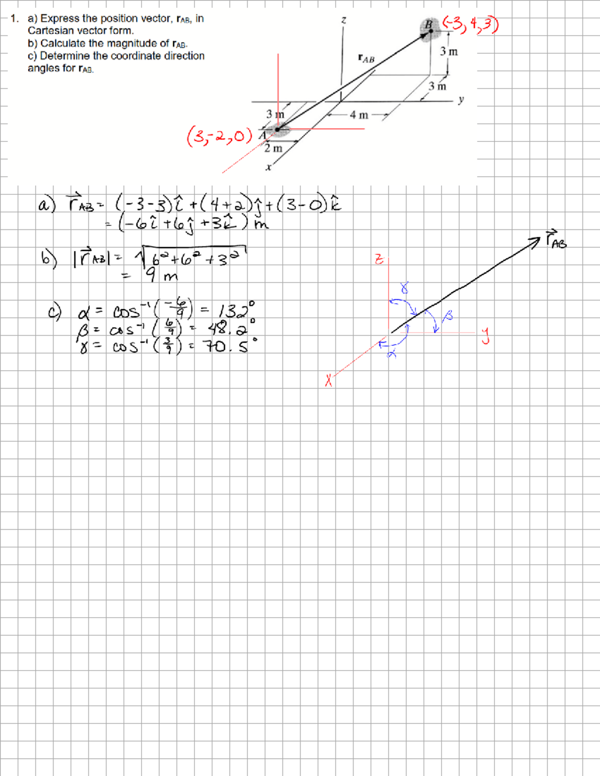 PS 3-solution - Homework or sol - 1. a) Express the position vector ...