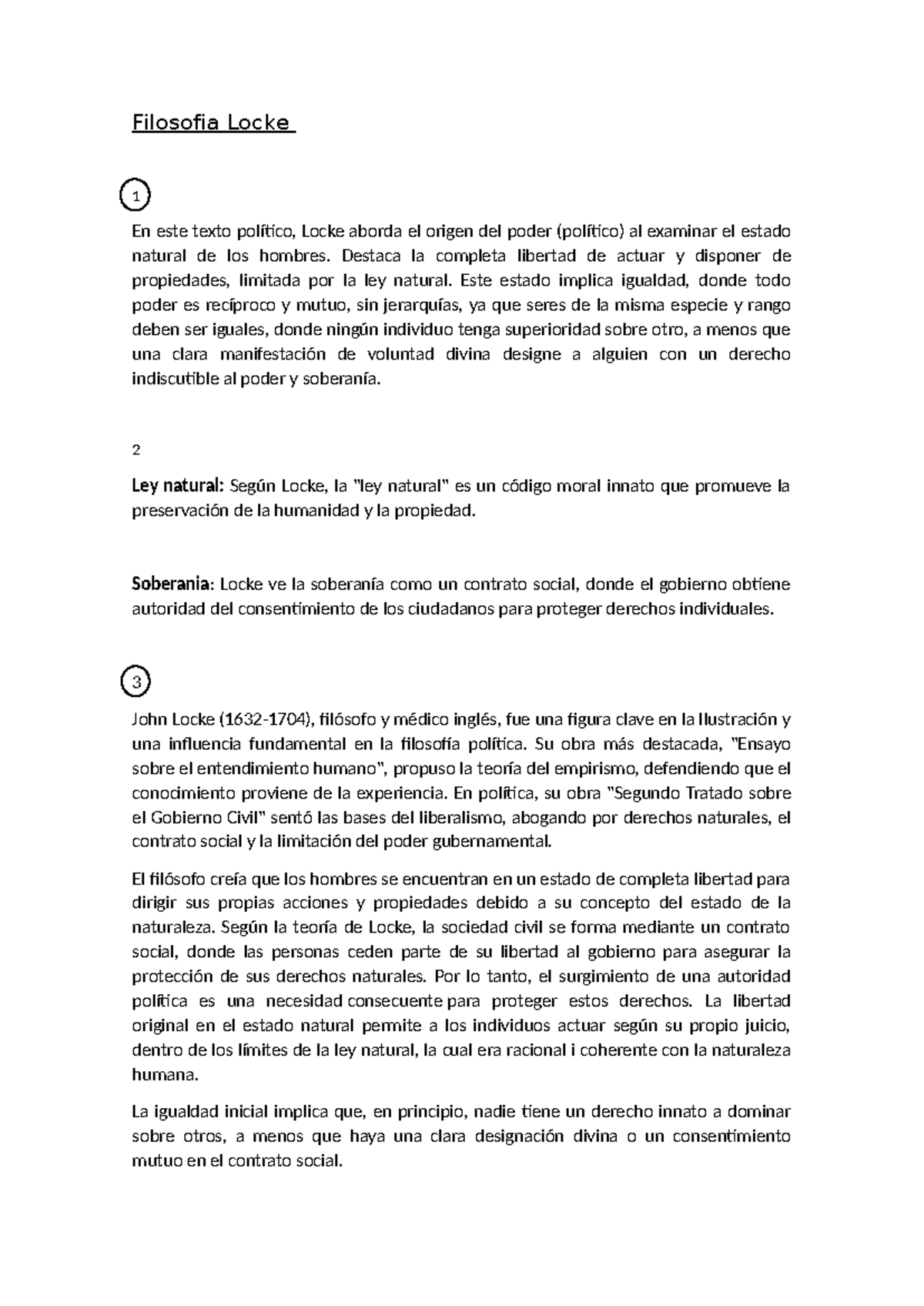 Filosofia Locke - Filosofia Locke 1 En este texto político, Locke ...