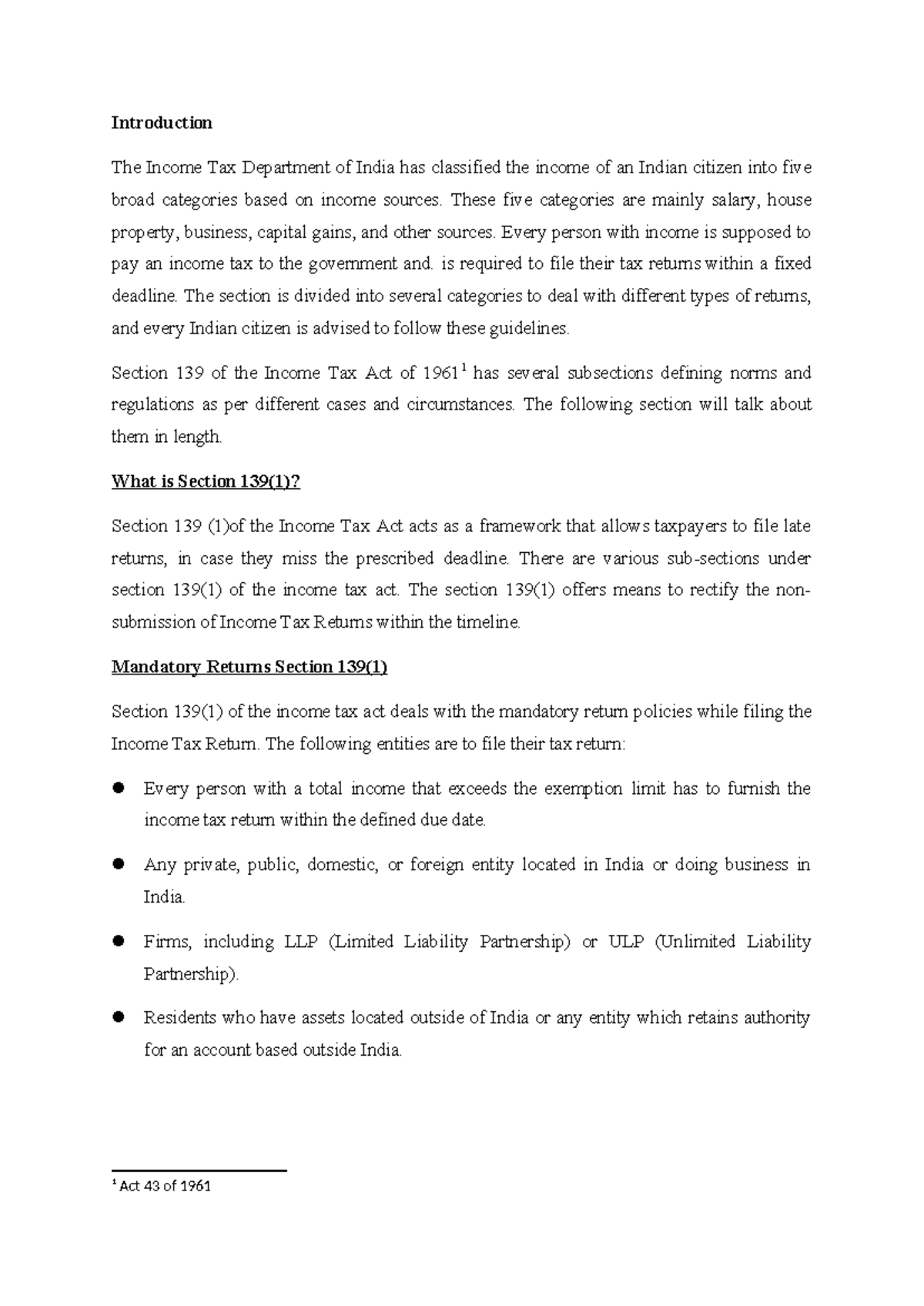 Adjudication - case (1).docx 1 - Introduction The Income Tax Department ...