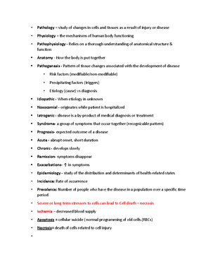 Pathophysiology Complete Notes - Pathophysiology 1000 Unit 1 ...