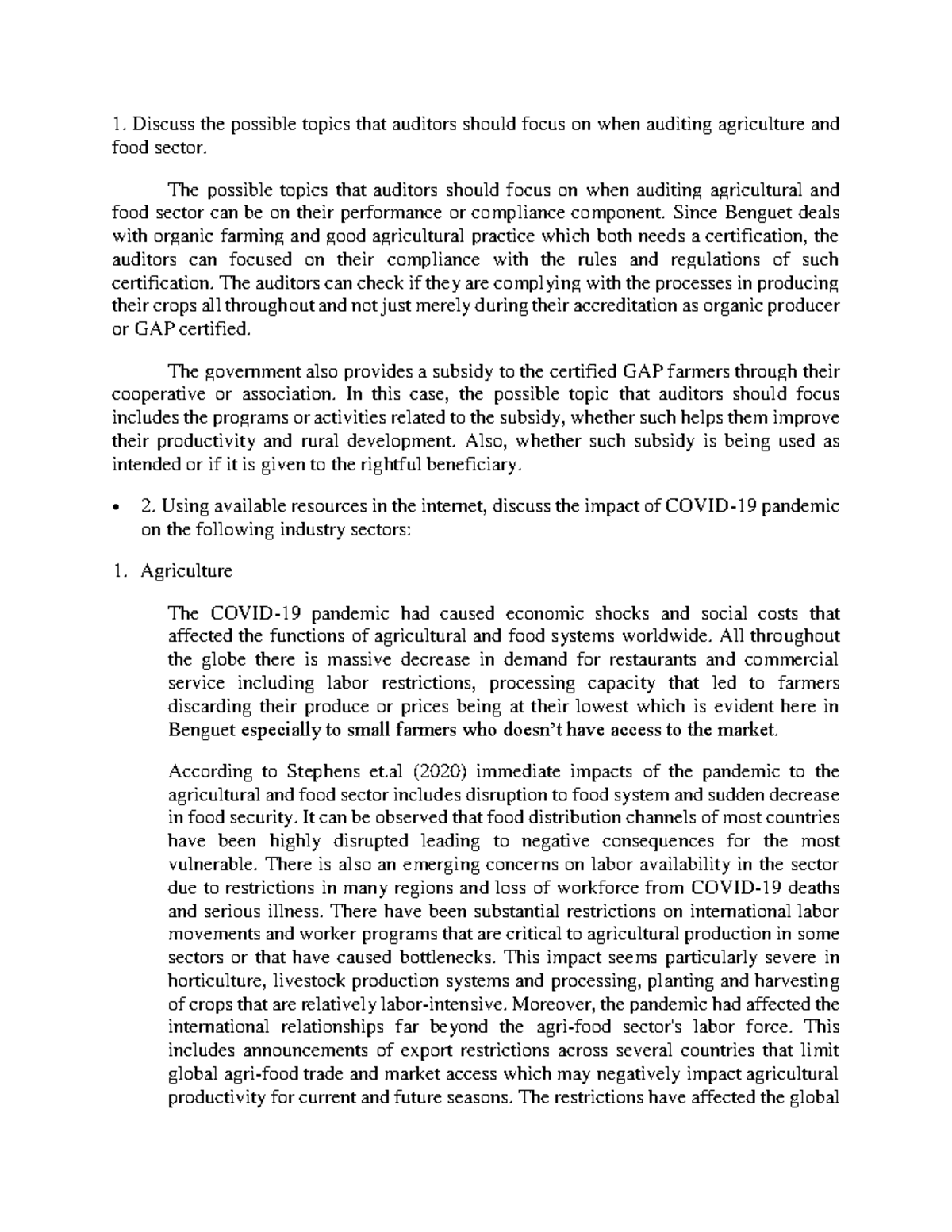 Special sector audit 5 - Discuss the possible topics that auditors ...