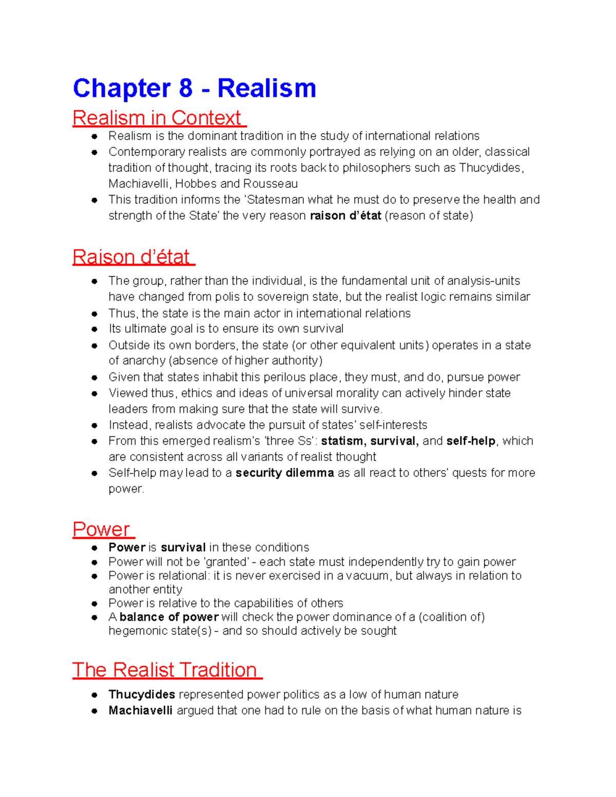 Week 3 - Realism - Week 3 Notes - Chapter 8 - Realism Realism in ...