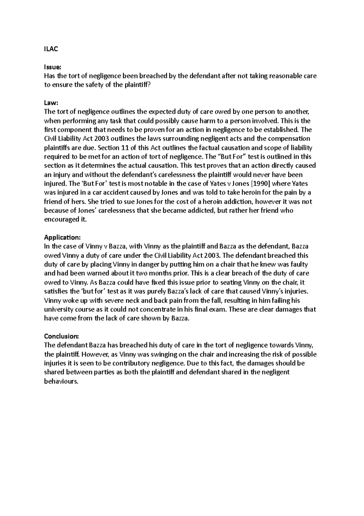 ILAC - One of the necessary ILACS - I think it is the first one - ILAC ...