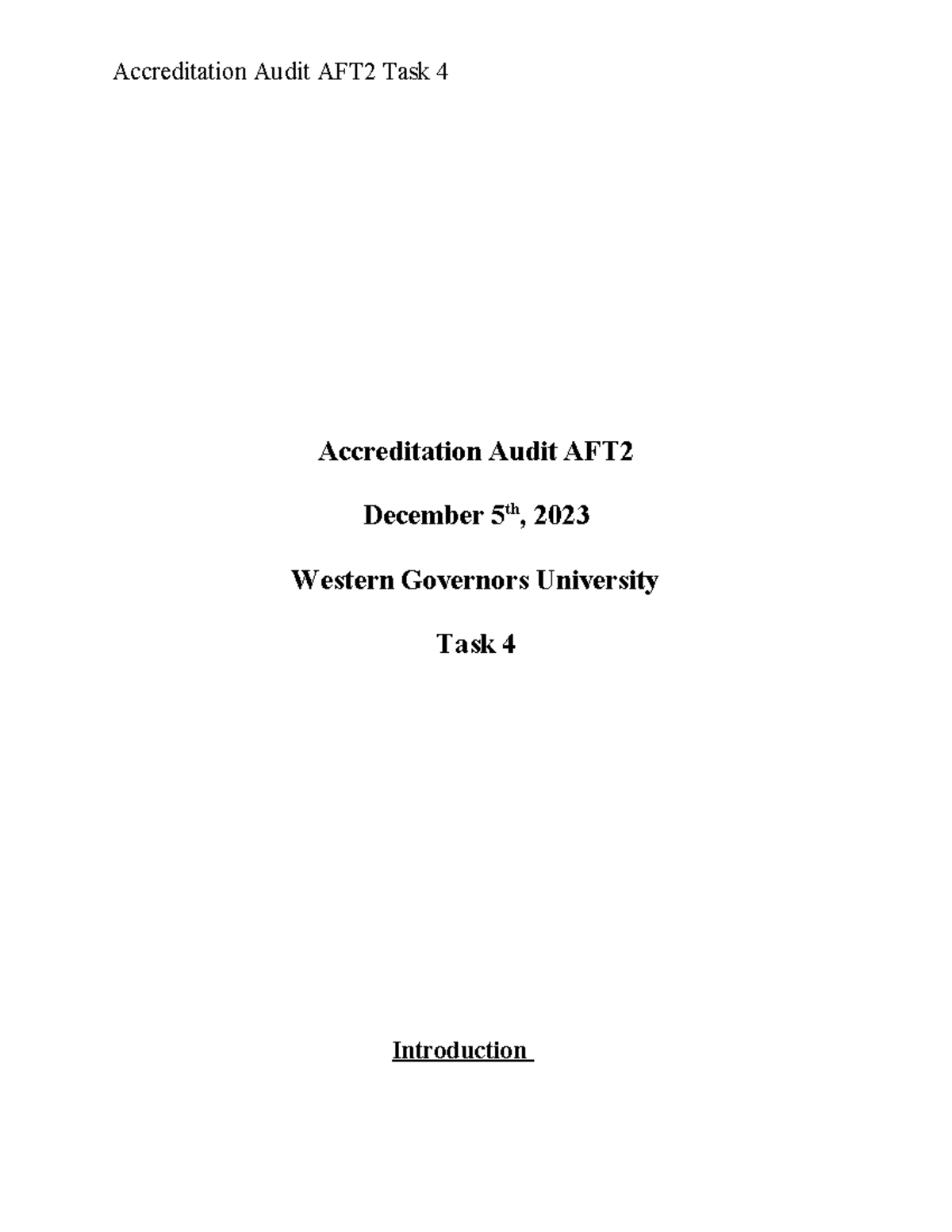 Accreditation Audit AFT2 -Task 4 DH passed - Accreditation Audit AFT ...