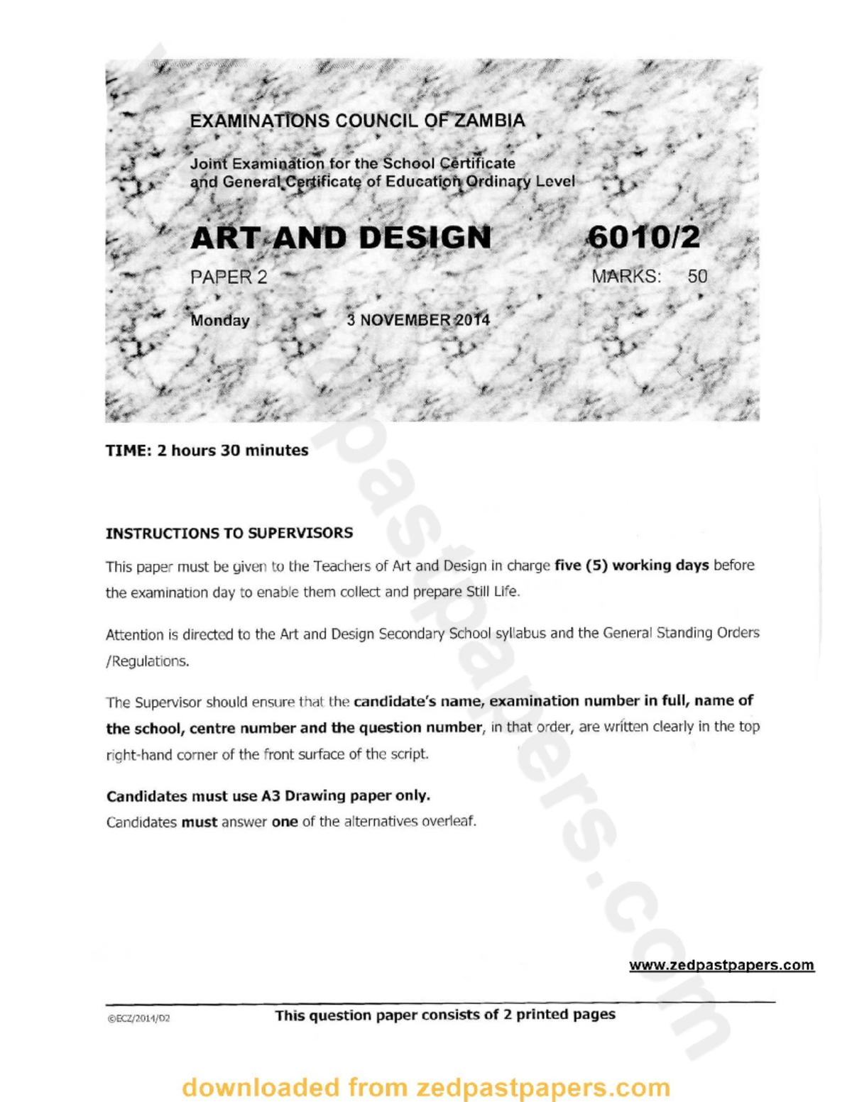 G12 art p2 2014 - Art and design notes - EXAMINATIONS COUNCIL OF ZAMBIA ...