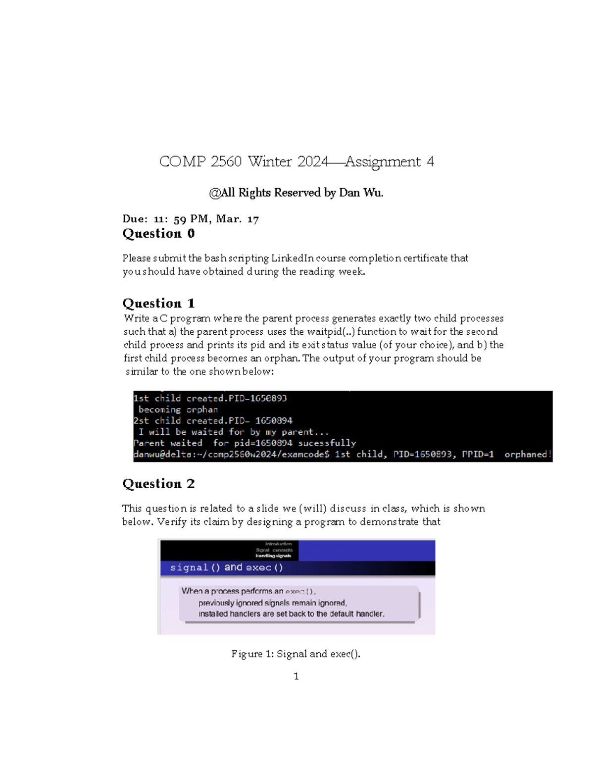 Assignment 4 -2024W - 1 COMP 2560 Winter 2024—Assignment 4 @All Rights Reserved by Dan Wu. Due ...