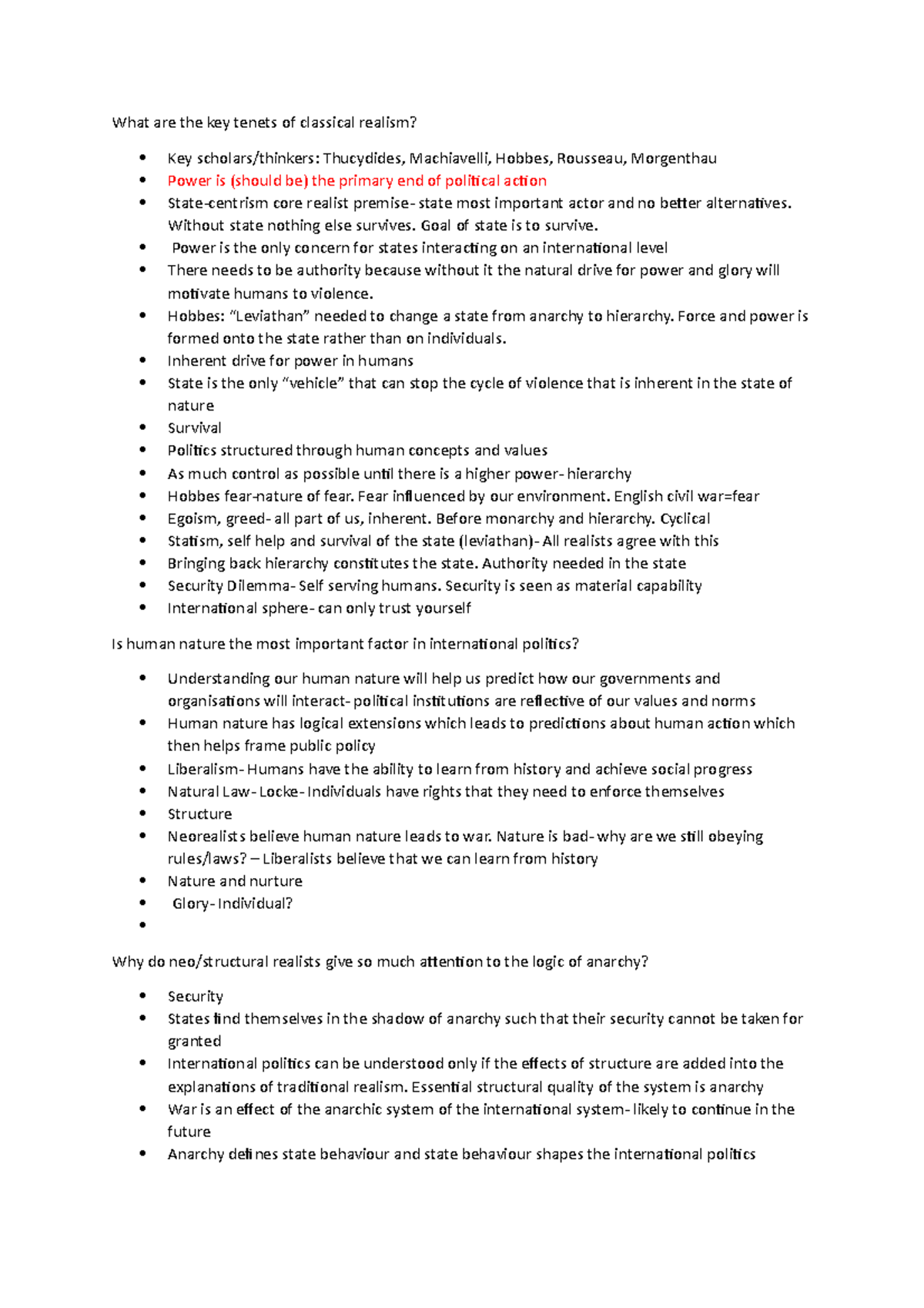 Week 2- PO926 - geo lec - What are the key tenets of classical realism ...