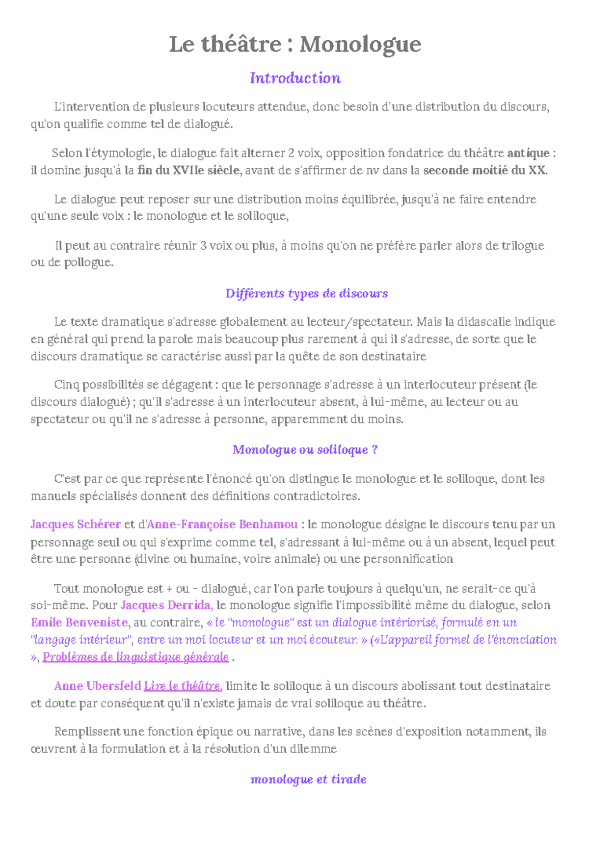 Le théâtre Monologue - Le théâtre : Monologue Introduction L ...