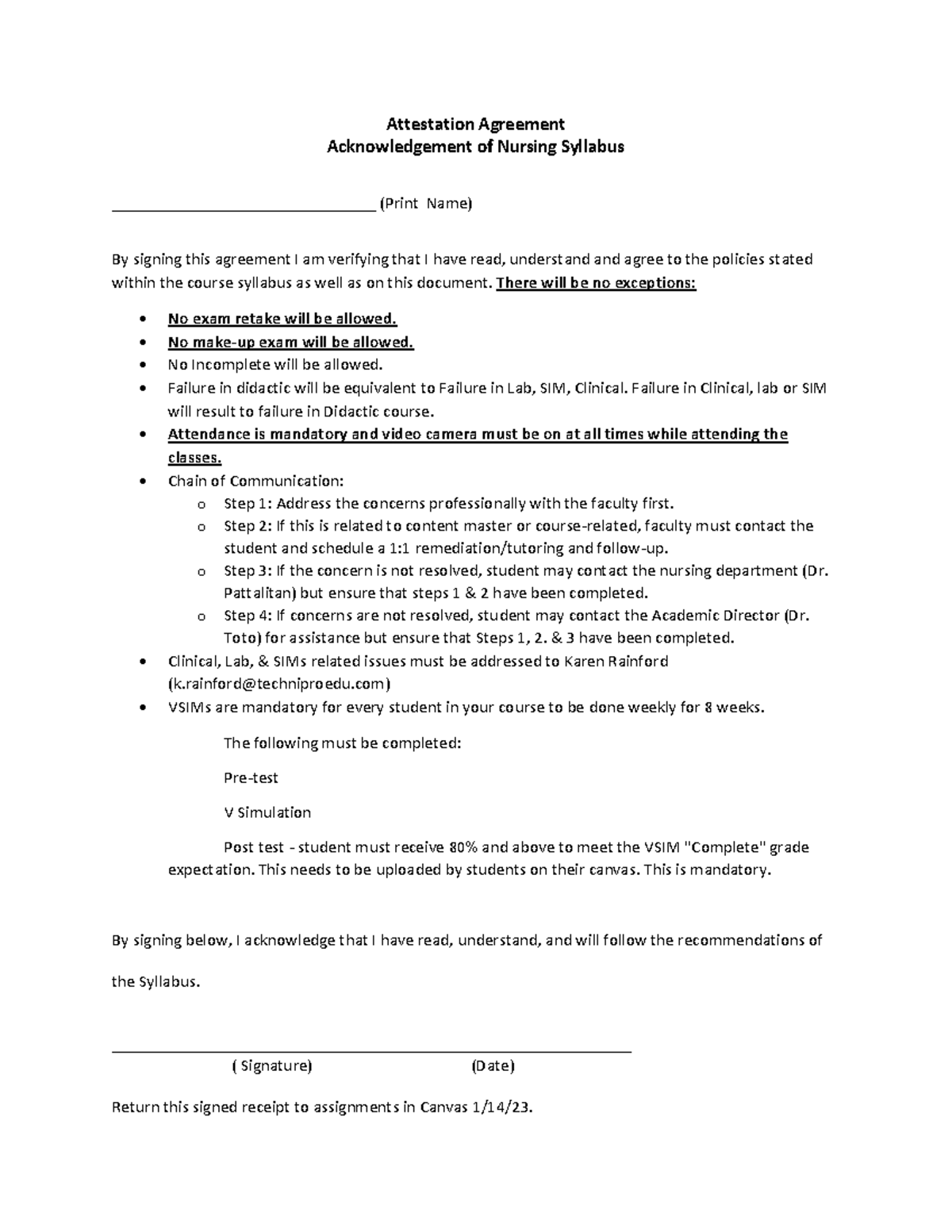 Attestation Agreement - Attestation Agreement Acknowledgement of ...