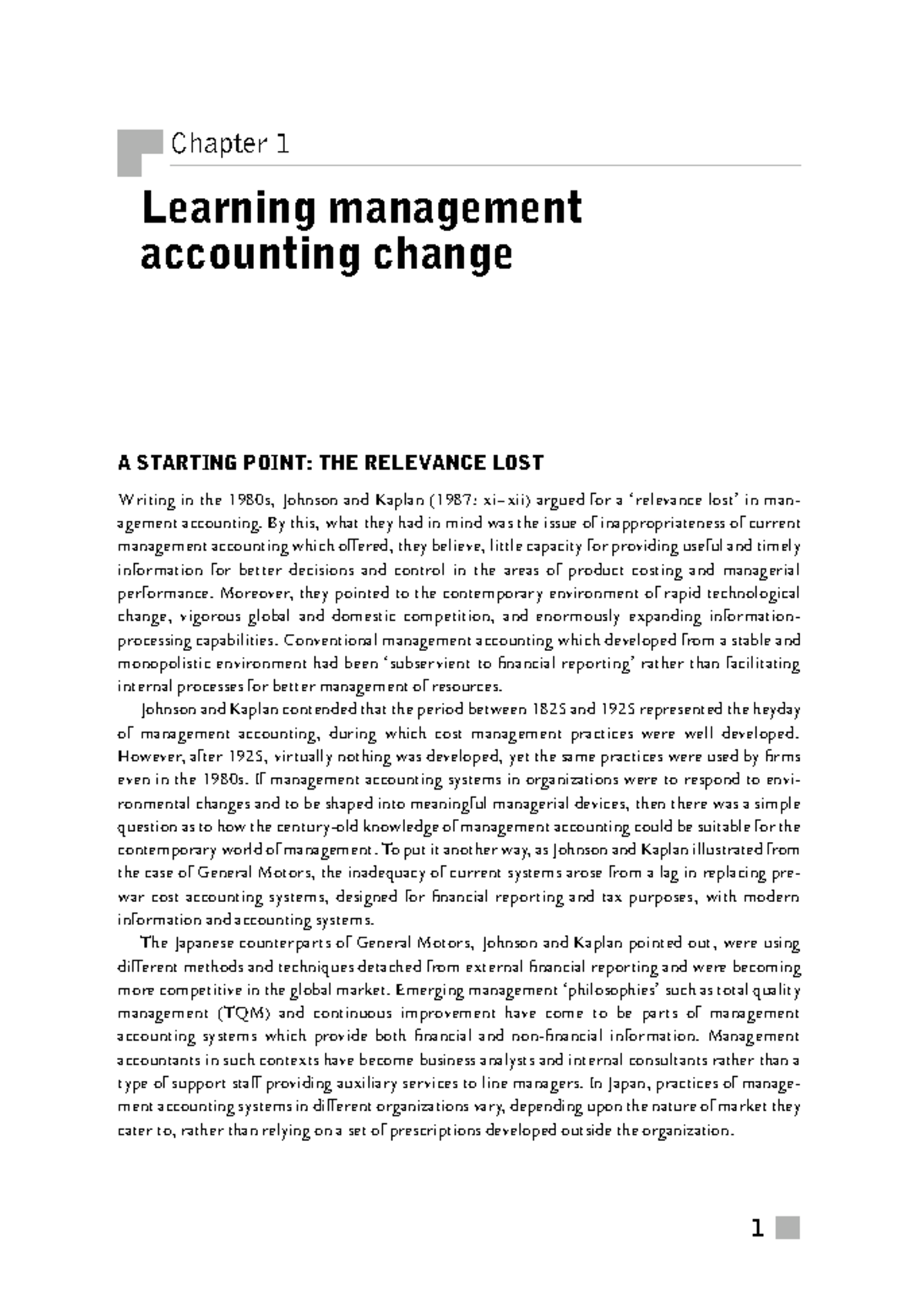 Managment Accounting - text - Chapter 1 Learning management accounting ...