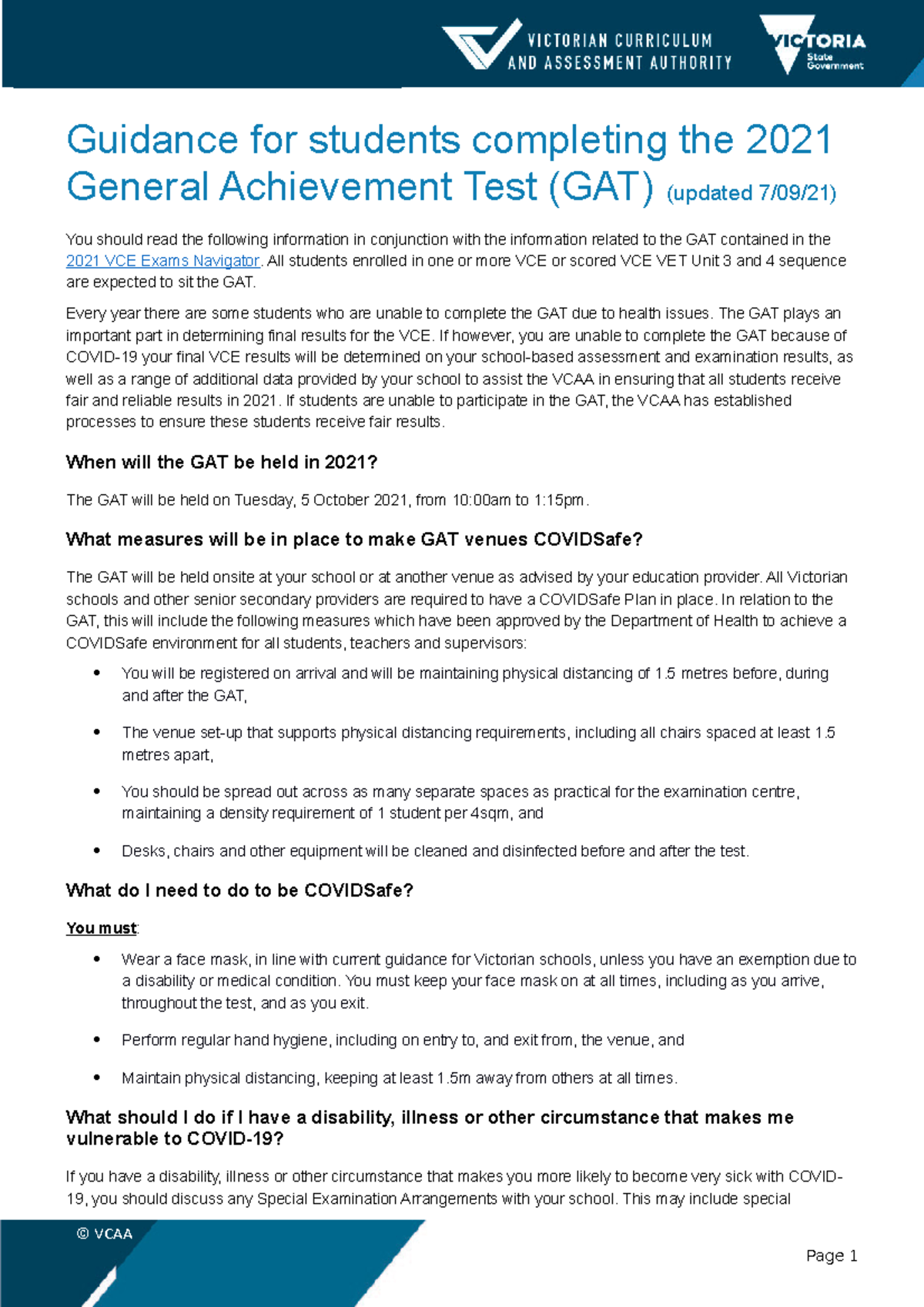 GATGuidanceforstudents-Factsheet 2021 - Guidance for students ...