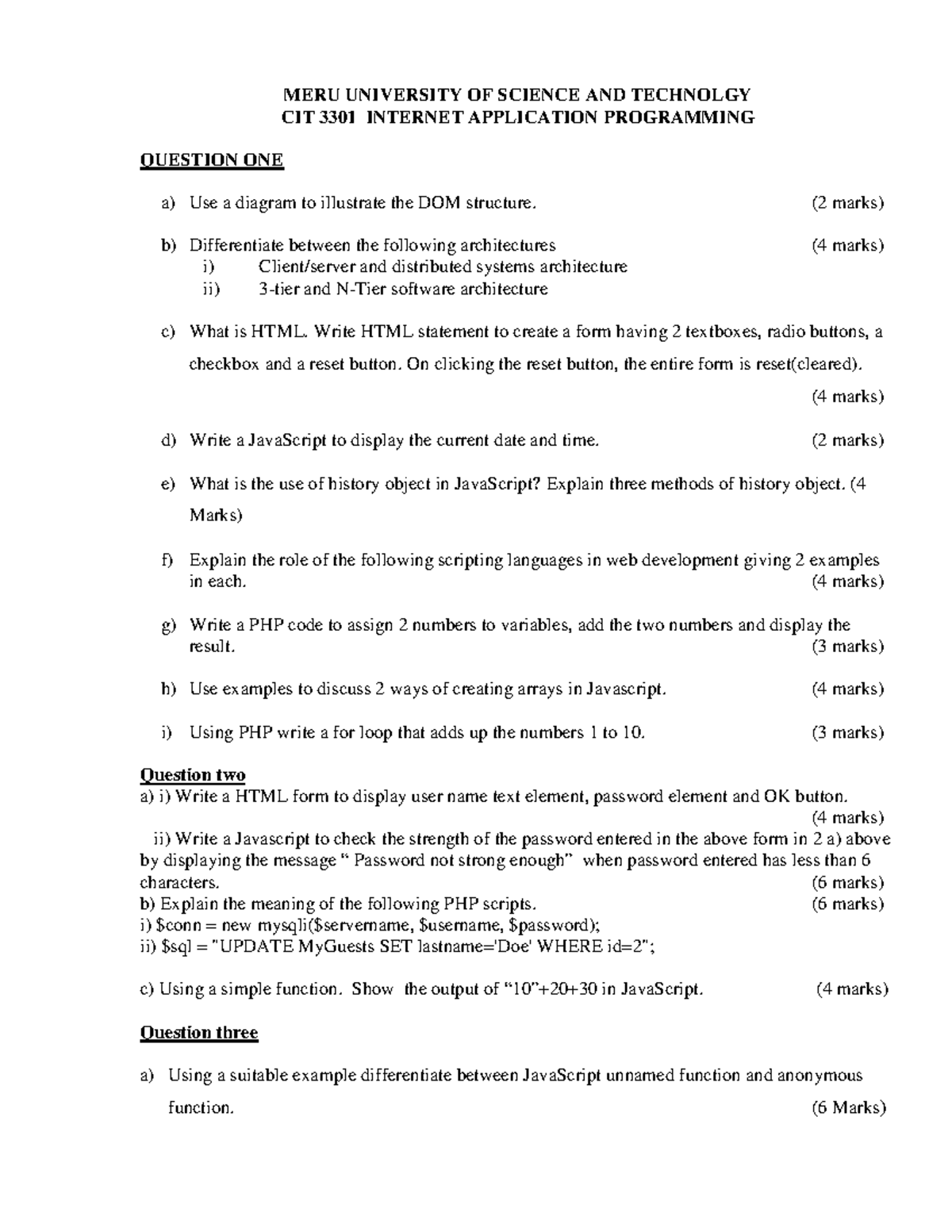 CIT-3301- Internet- Application- Programming-2 - MERU UNIVERSITY OF SCIENCE AND TECHNOLGY CIT ...