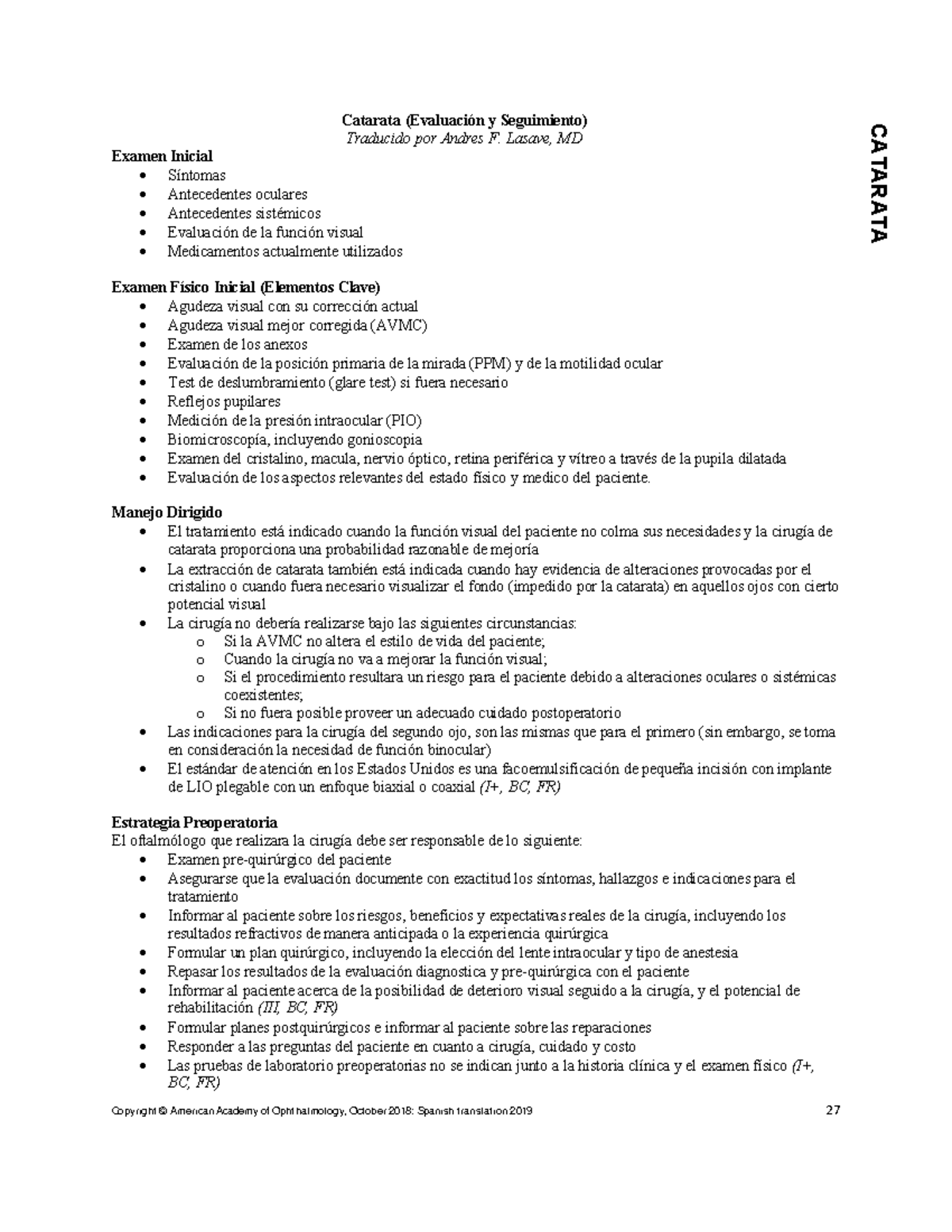 Spanish Cataract 2019 - Importante - Copyright © American Academy of ...