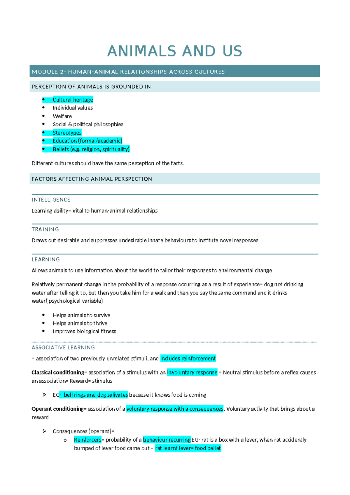 Module 2 - ANIMALS AND US MODULE 2- HUMAN-ANIMAL RELATIONSHIPS ACROSS ...