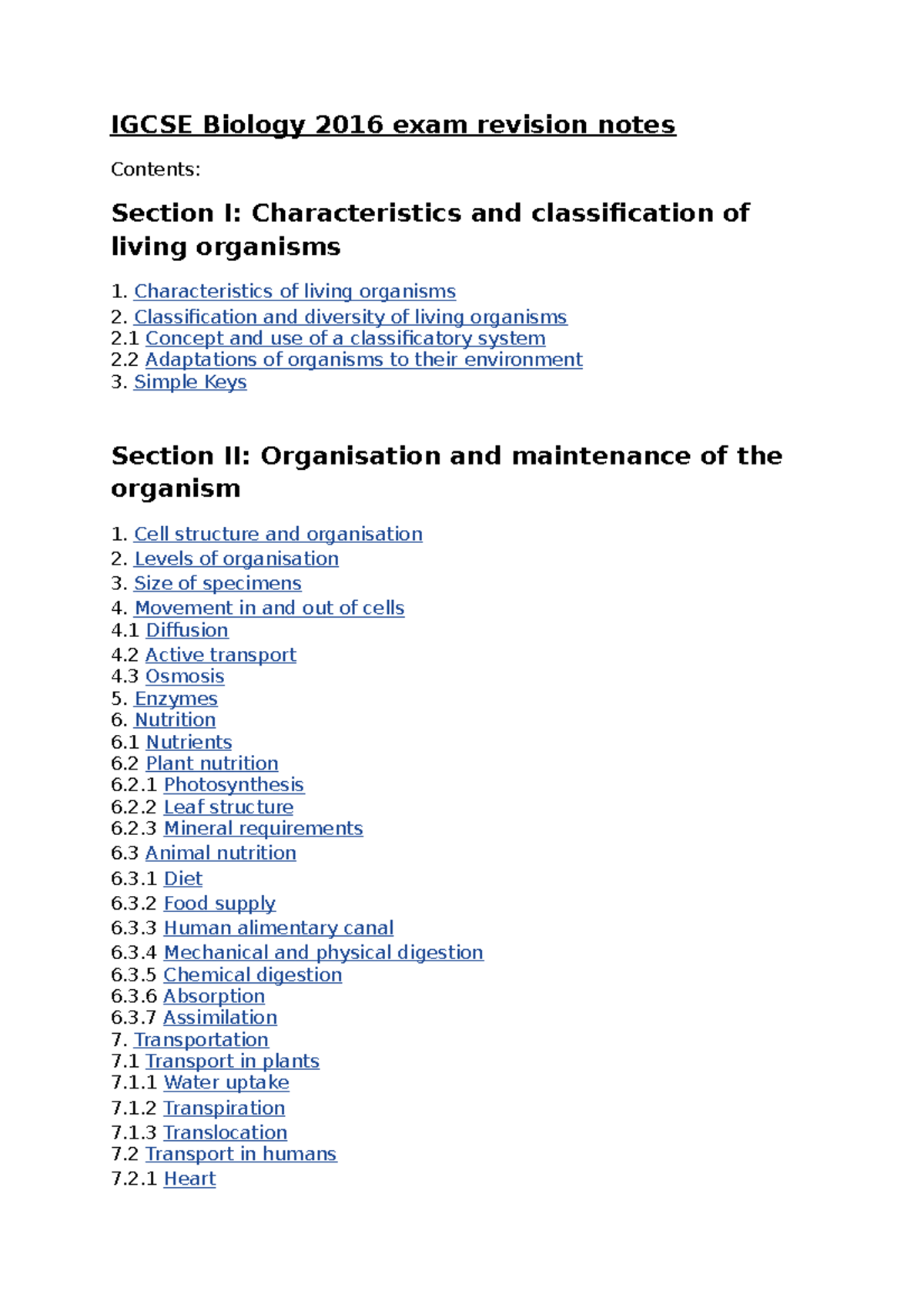 Biology-igcse - lol - IGCSE Biology 2016 exam revision notes Contents ...