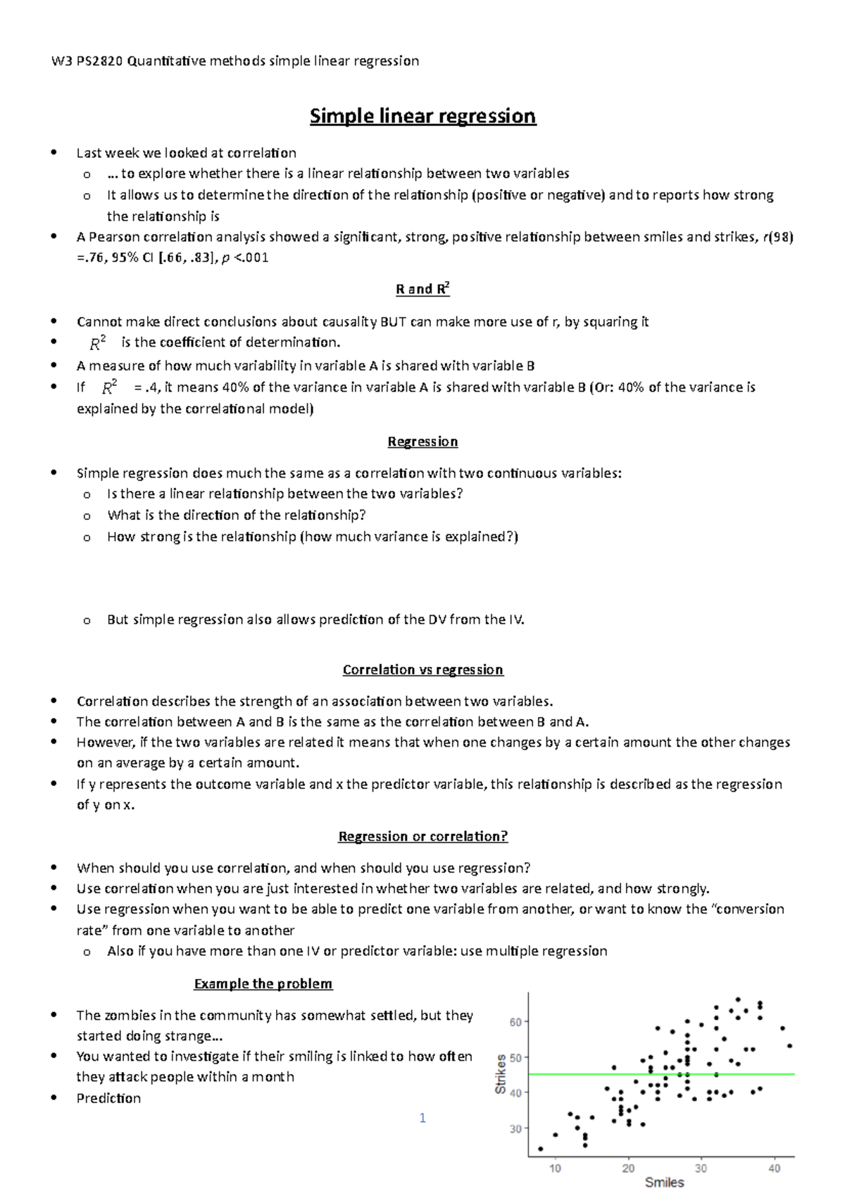 W3 PS2820 Quantitative methods simple linear regression - Simple linear ...