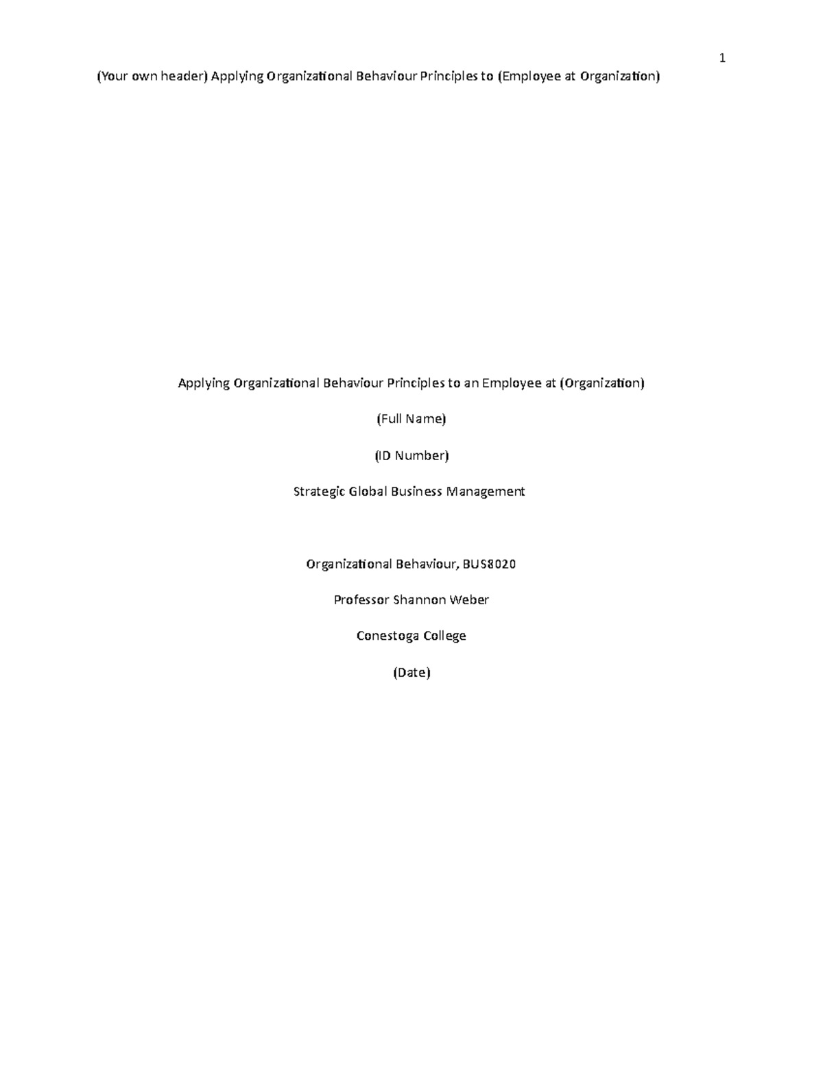 Sample APA Report for Individual Research Paper - (Your own header ...