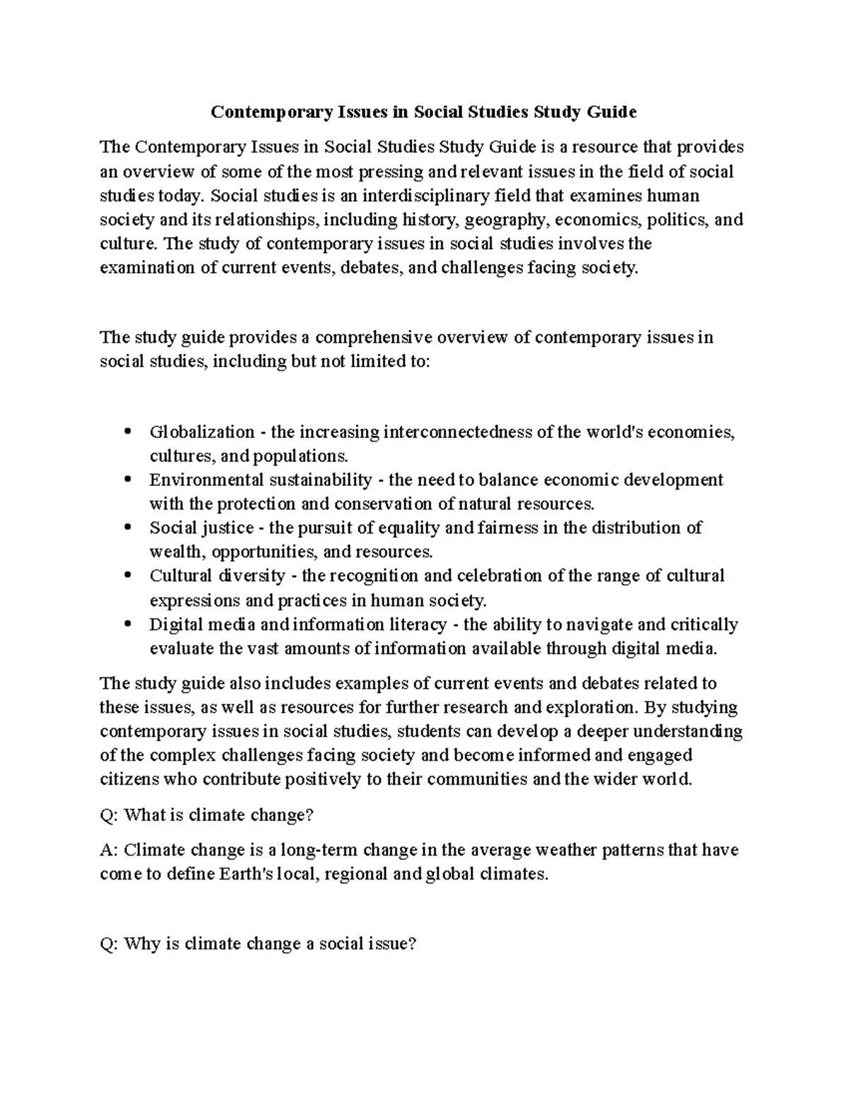 Contemporary Issues in Social Studies Study Guide - Social studies is ...