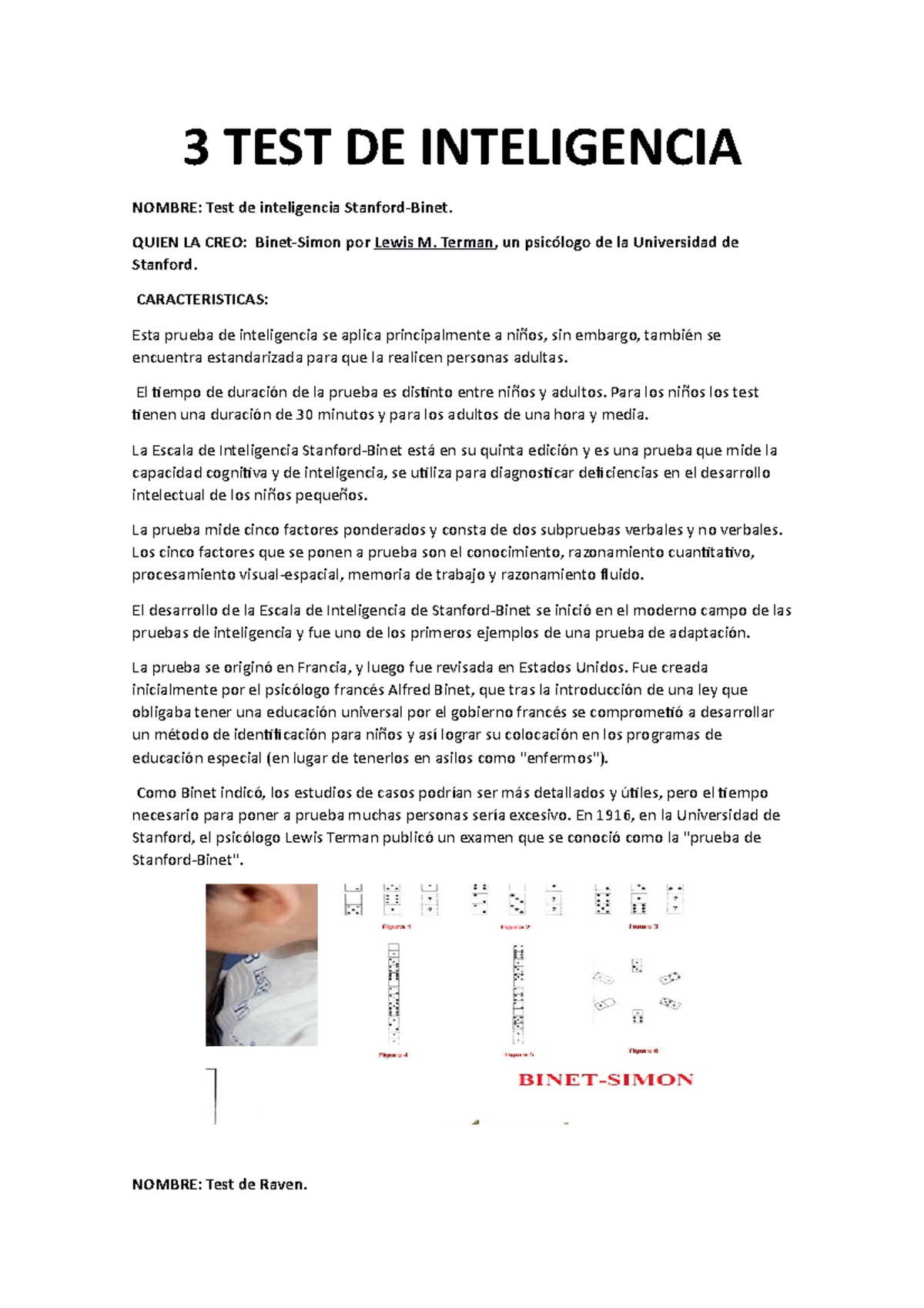 Tarea 3 TEST DE Inteligencia - 3 TEST DE INTELIGENCIA NOMBRE: Test de ...