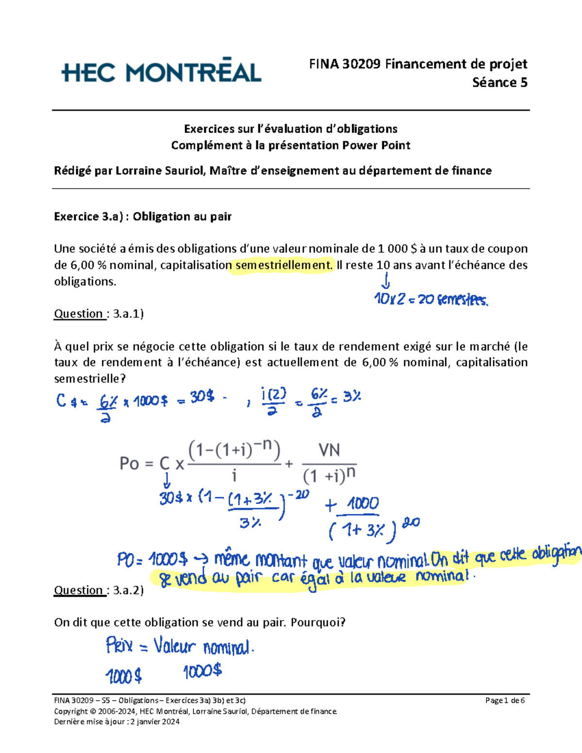 S5 Obligations Exercices - FINA 302 09 – S 5 – Obligations – Exercices ...