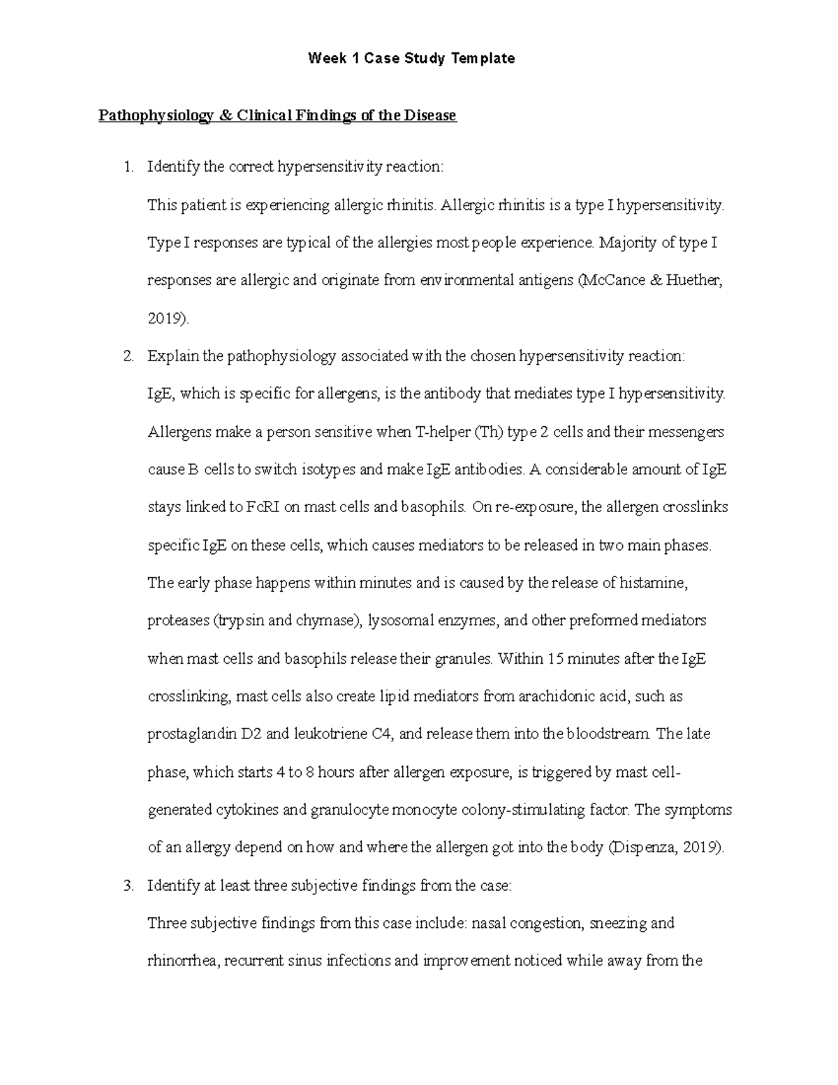 Week 1 Case Study - Pathophysiology & Clinical Findings of the Disease ...
