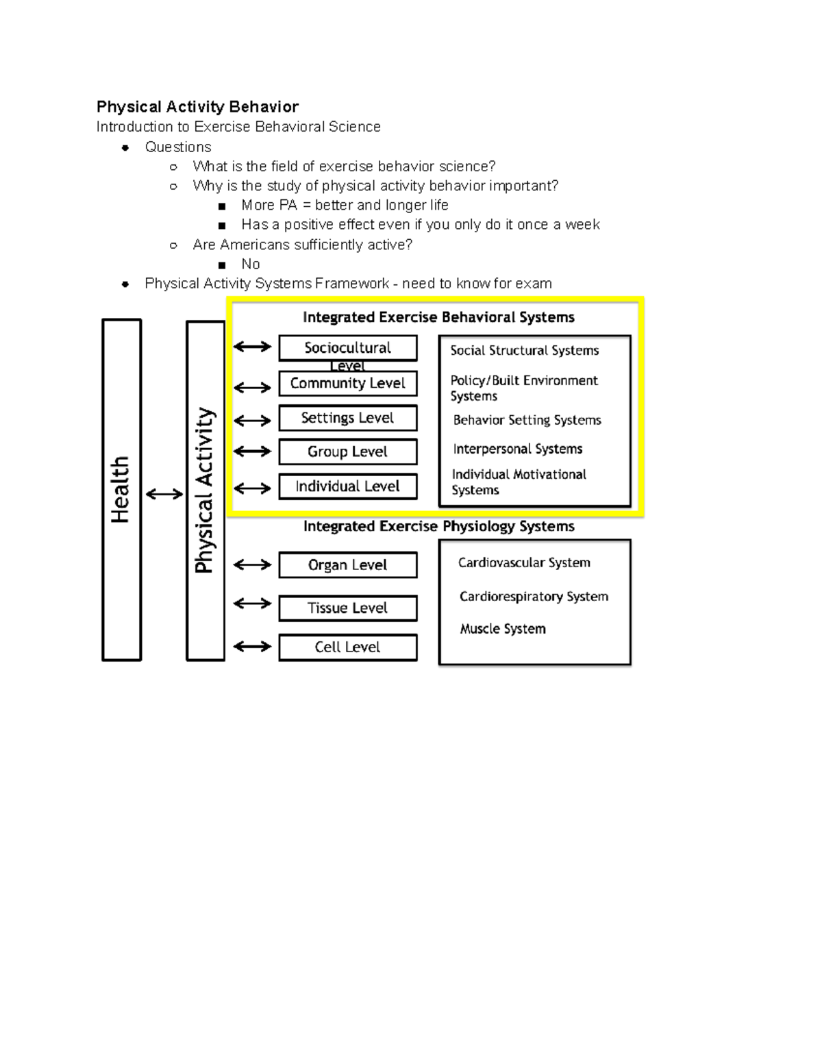 Kin 220 Exam 1 Lecture Notes - Physical Activity Behavior Introduction ...