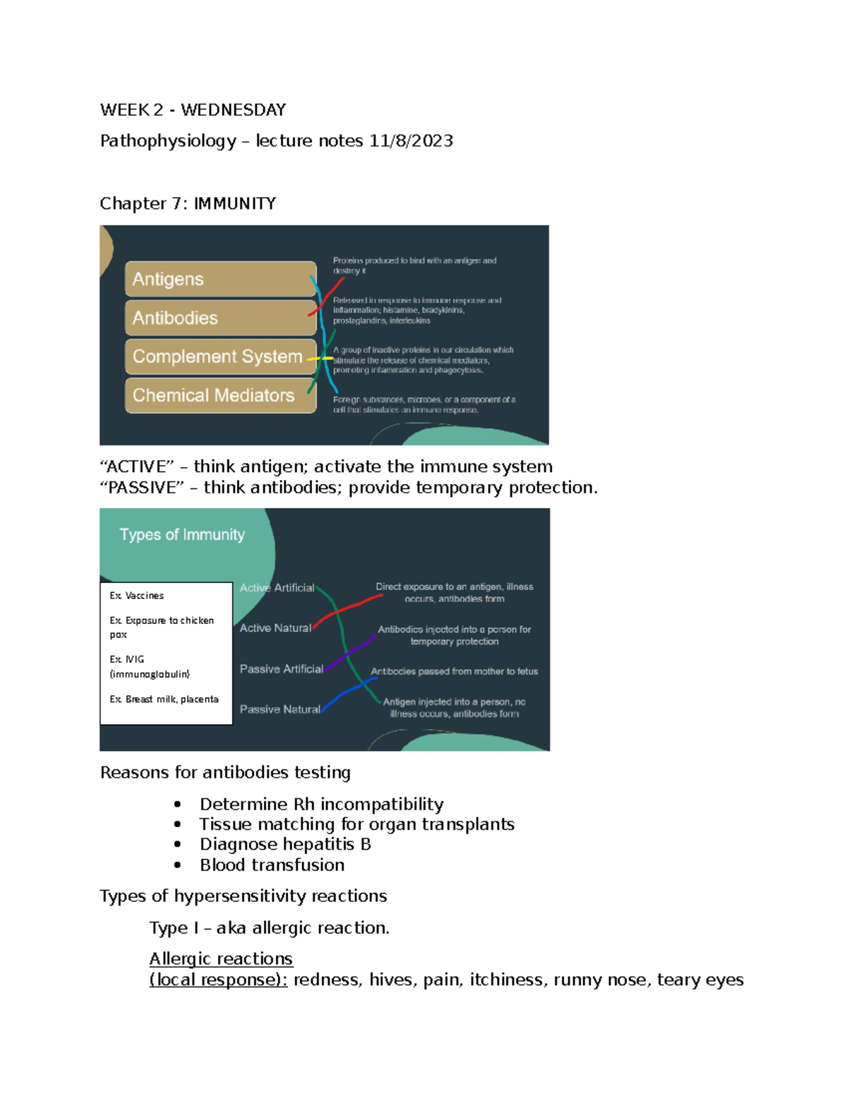 Week 2 Wednesday - class notes - WEEK 2 - WEDNESDAY Pathophysiology ...