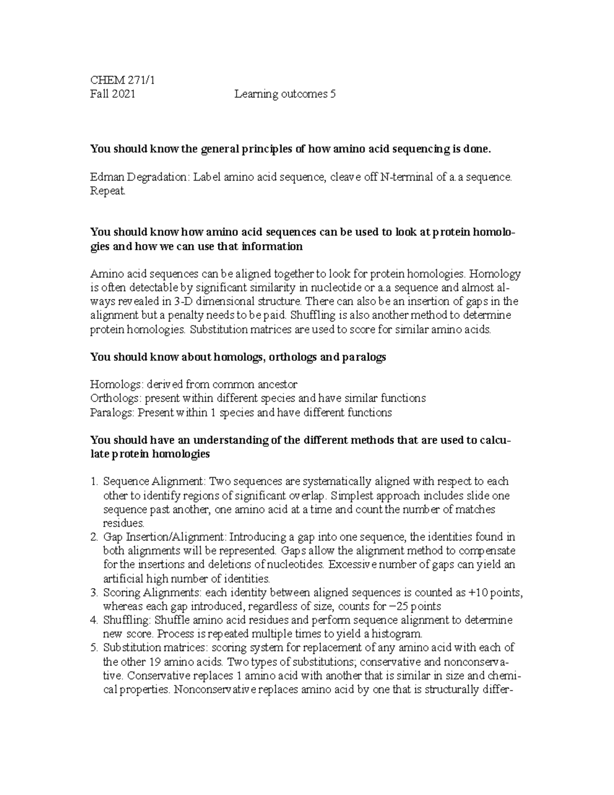 Learning outcomes 5* - Edman Degradation: Label amino acid sequence ...