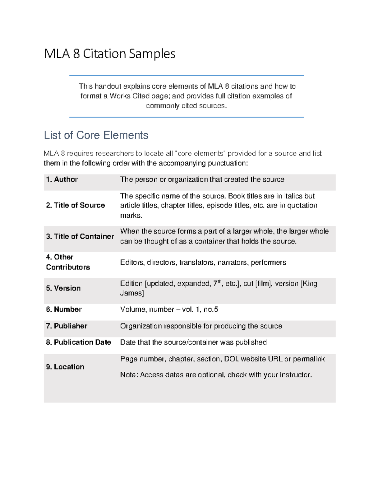 Mla 8 reference guide pdf - Economics - Studocu