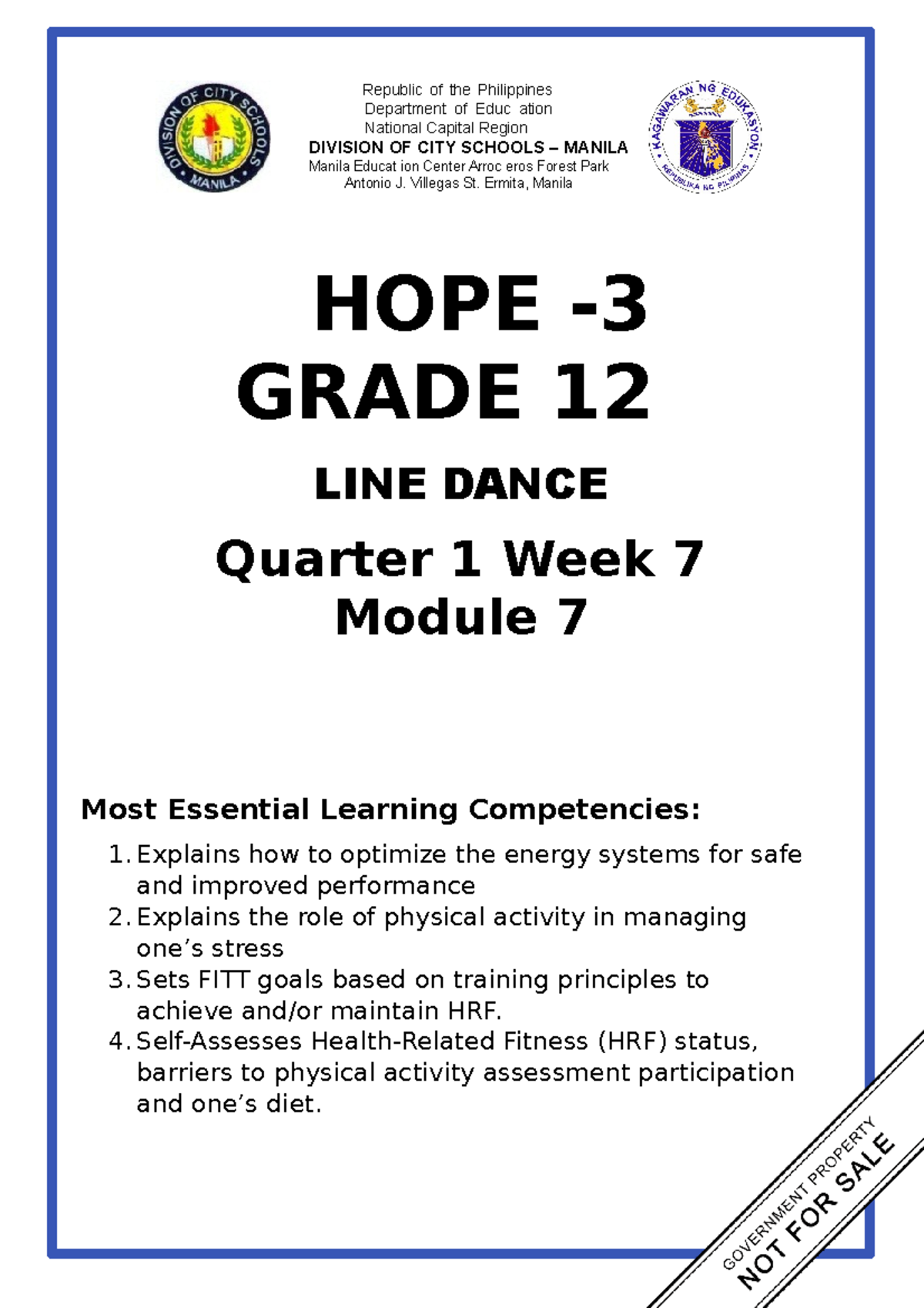 471938887 HOPE 3 Q1 W7 Mod7 - Republic of the Philippines Department of ...