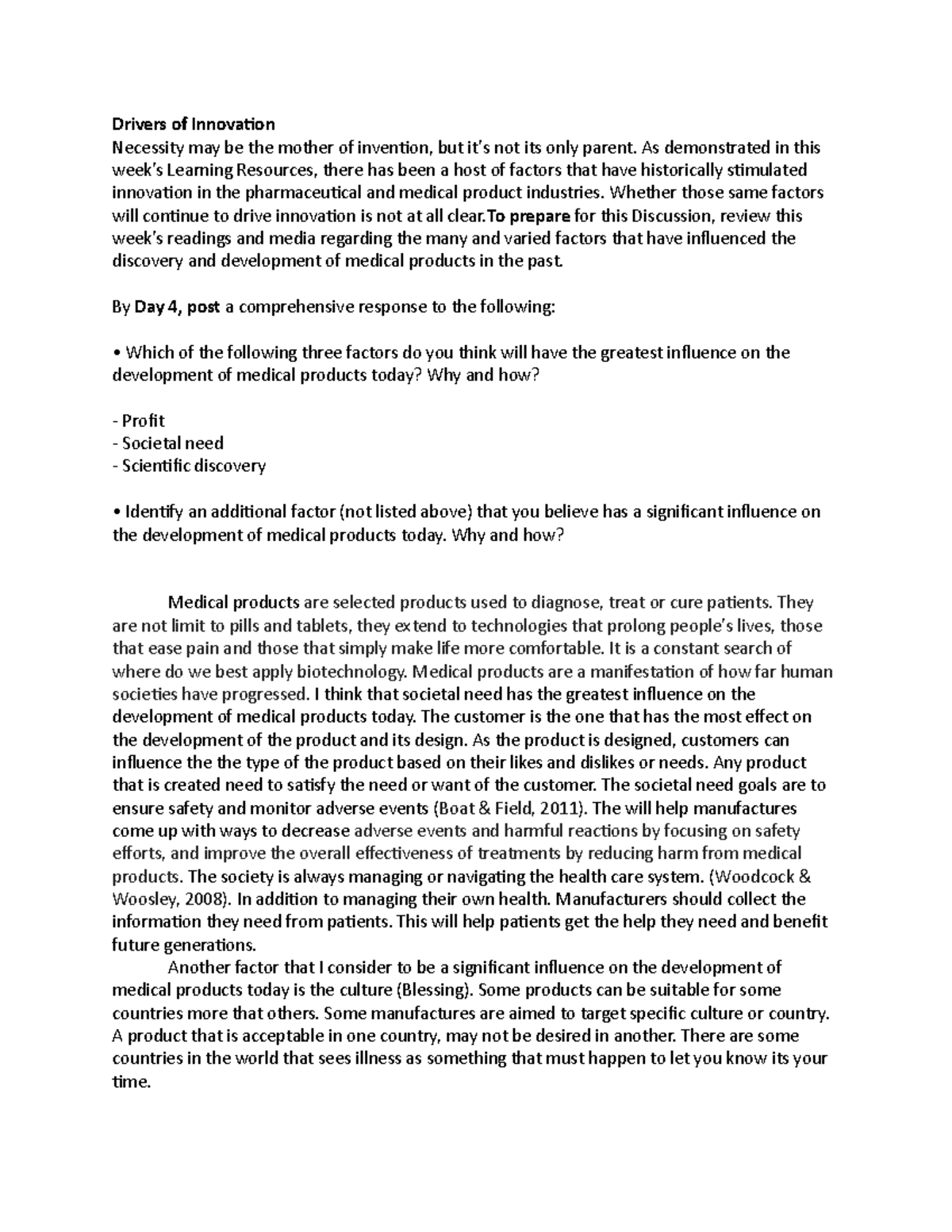 D1 - CLRA 6205 - Drivers of Innovation Necessity may be the mother of ...