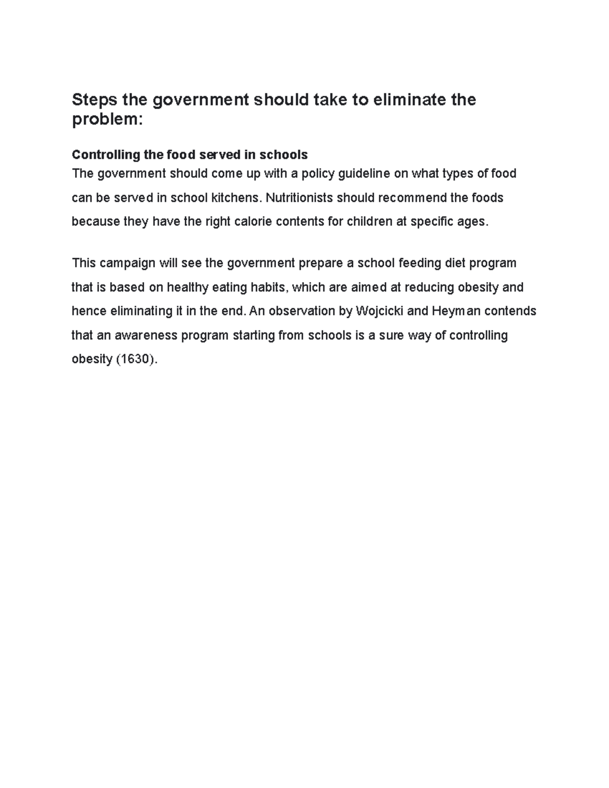 Steps the government should take to eliminate the problem - Steps the ...