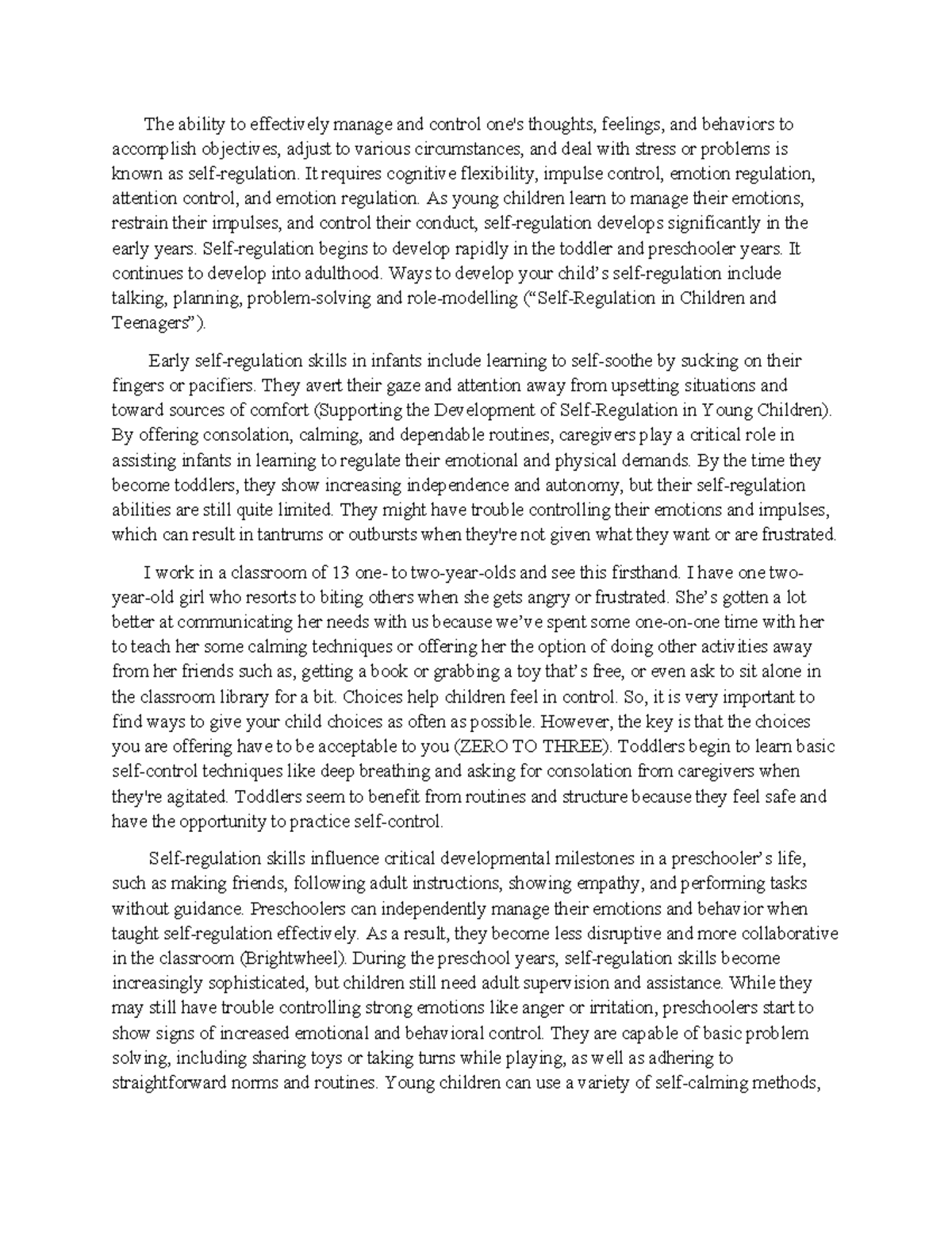 6-2 Short Paper - The ability to effectively manage and control one's ...