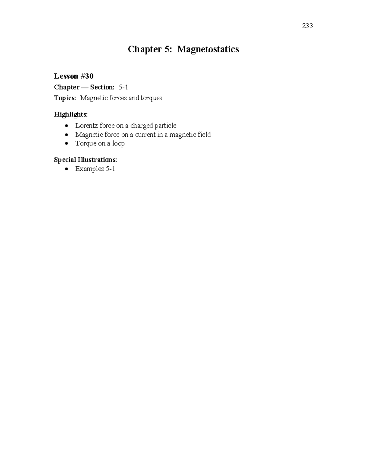45790-Ulaby ISMCh 05 - 233 Chapter 5: Magnetostatics Lesson Chapter — Section: 5- Topics ...