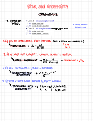 Formulario RISK - Combinatorial probability WITH REPLACEMENT WITHOUT ...