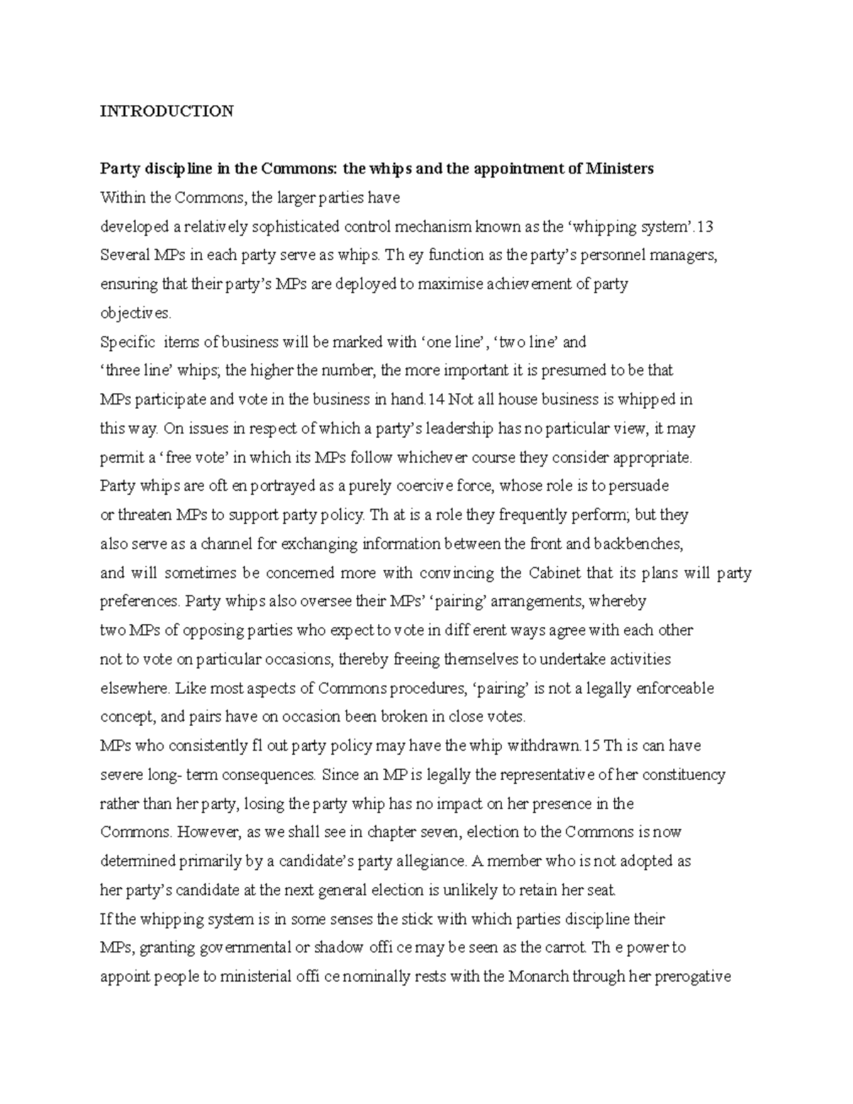 Party discipline in the Commons - INTRODUCTION Party discipline in the ...