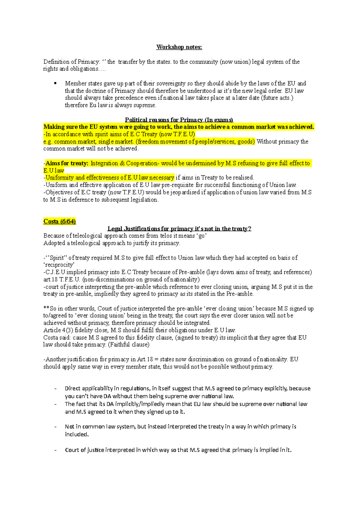 Primacy Tutorial - Workshop notes: Definition of Primacy: ‘’ the ...