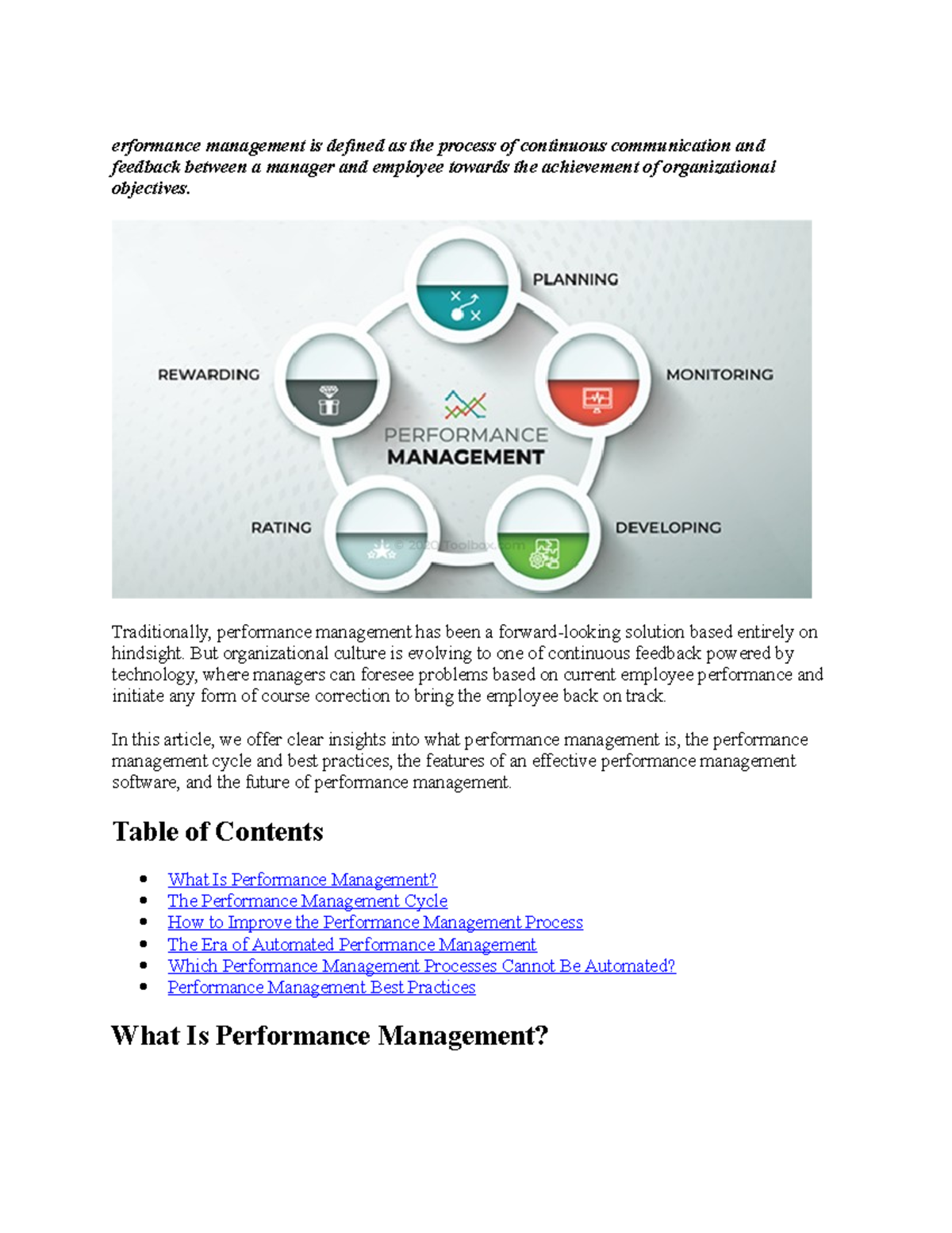 performance management - Traditionally, performance management has been ...
