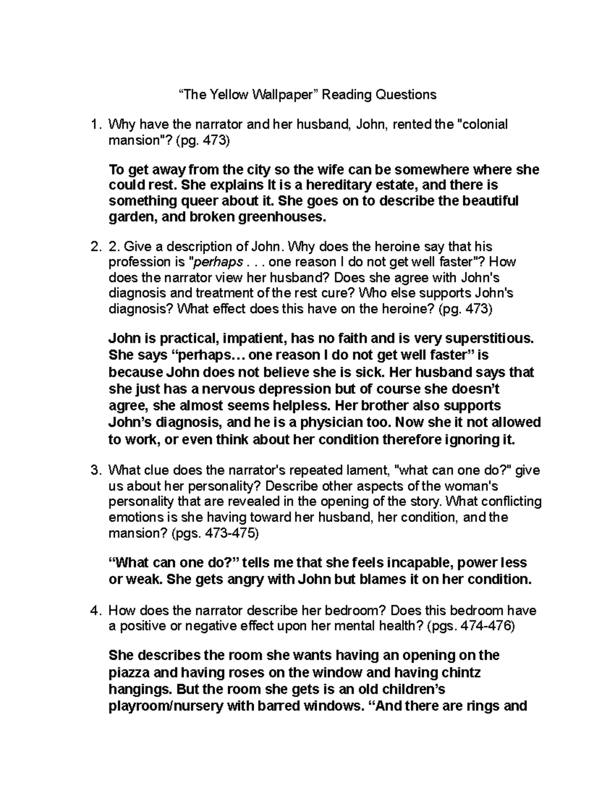 The Yellow Wallpaper-3 - ENG 1123 - MGCCC - Studocu