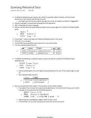 Querying Relational Data - A relational database query (query, for ...
